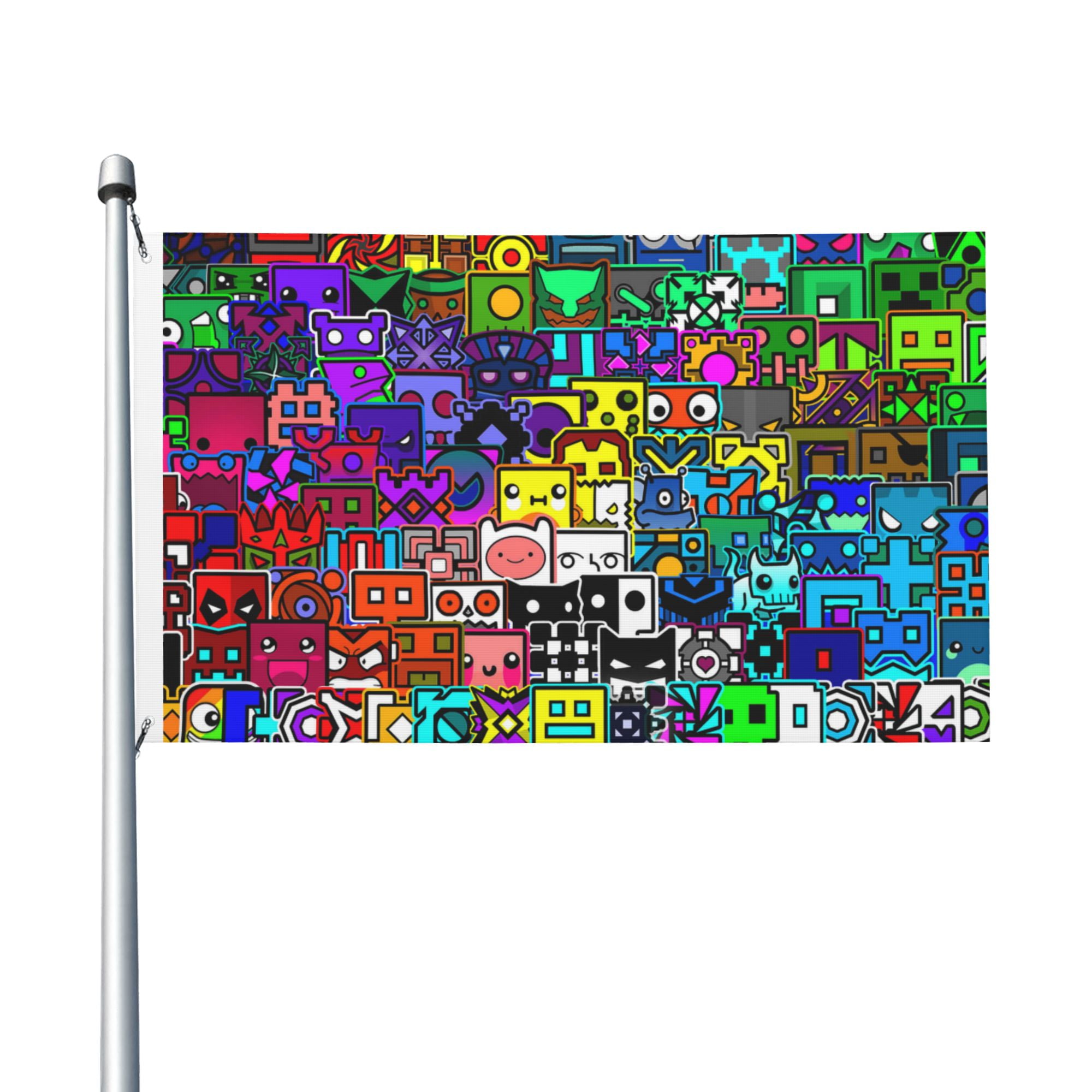 Geometry Dash Cube 3x5FT Flag Garden Decorative Flags Vertical Double ...