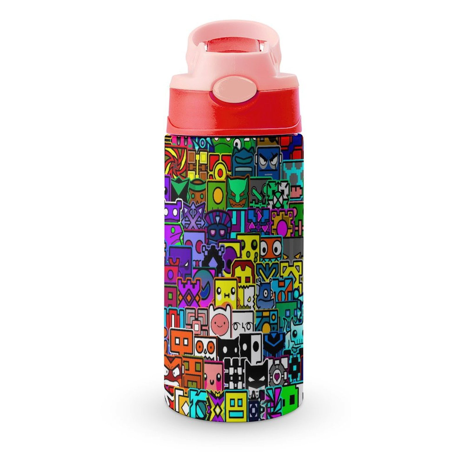 Geometry Dash Cube Kid's Insulated Water Bottle With Straw Vacuum ...