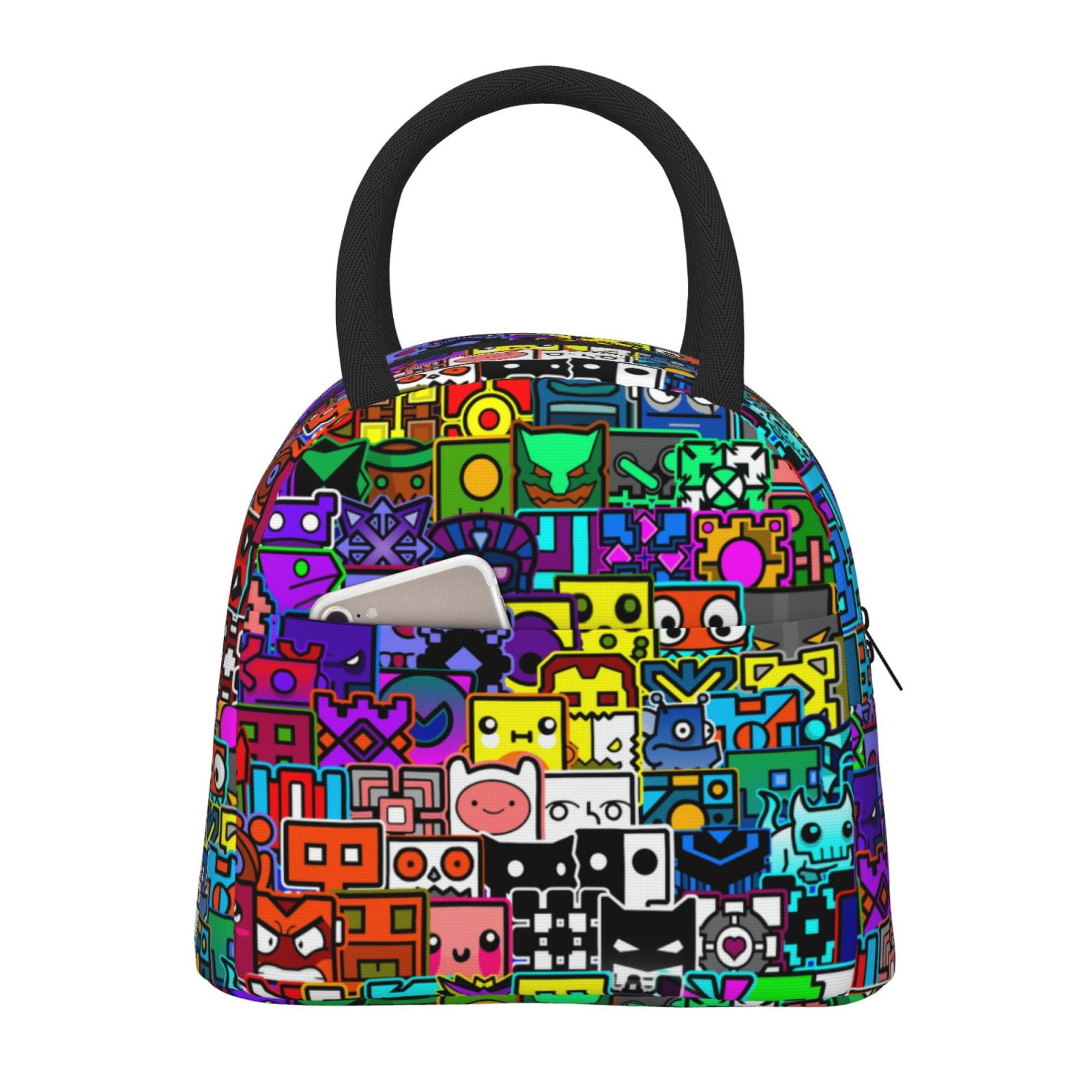 Geometry Dash Cube Portable Lunch Bag Insulation Meal Bag Lunchbag ...