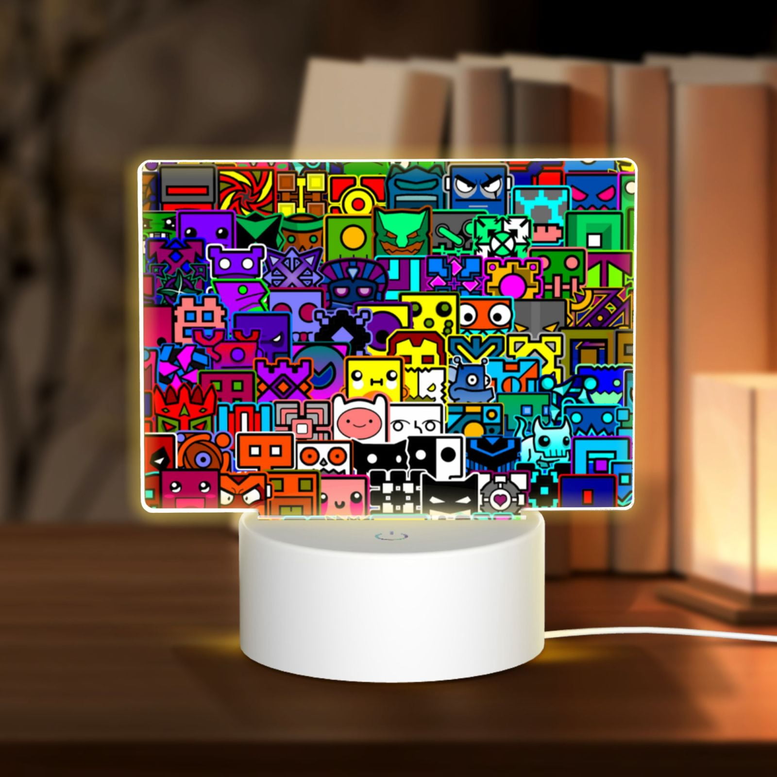 Geometry Dash Cube Rectangular Acrylic Night Light USB Cable Lamp Light ...