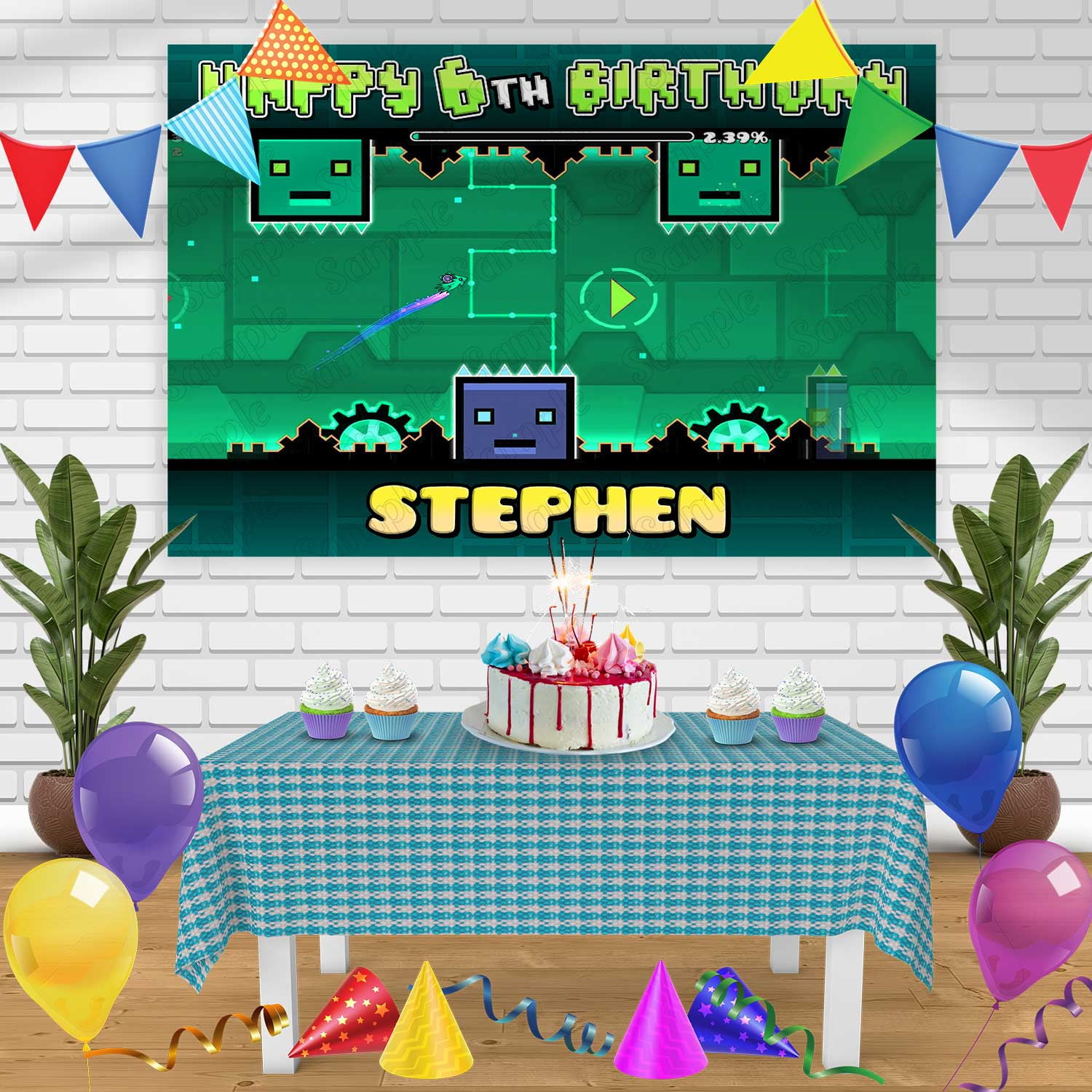 Geometry Dash Deadlock Birthday Banner Personalized Party Backdrop ...