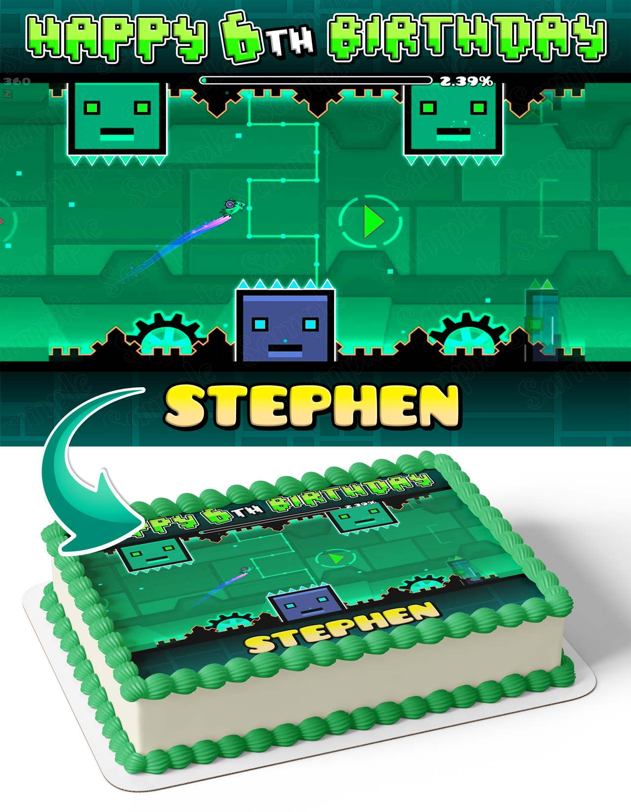 Geometry Dash Deadlock Edible Image Cake Topper Personalized Birthday ...