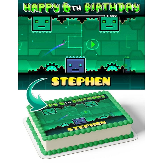 Geometry Dash Deadlock Edible Image Cake Topper Personalized Birthday ...