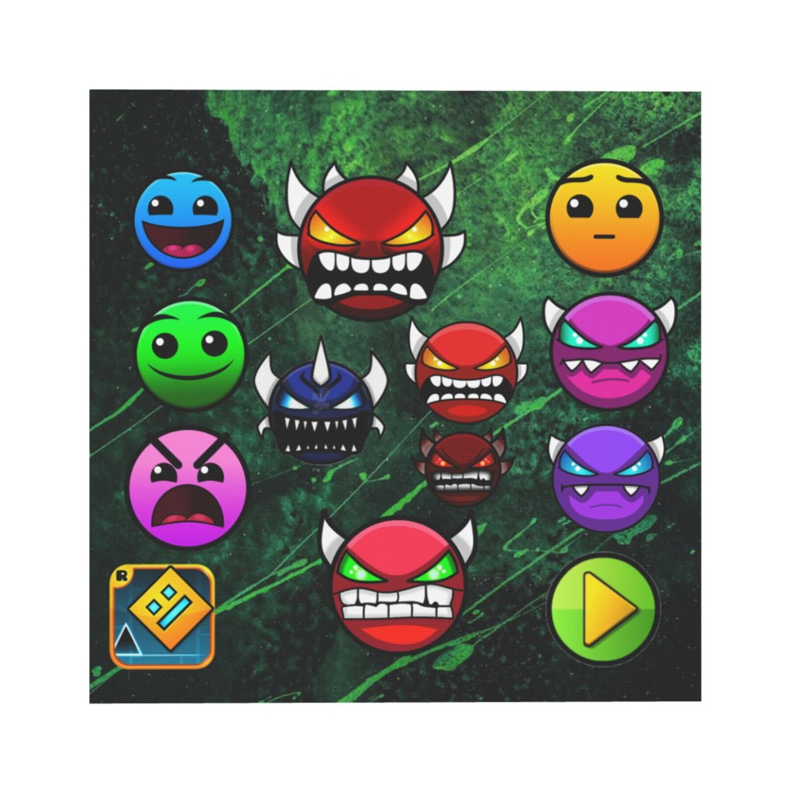 Geometry Dash Demon Canvas Decorative Poster Square Unframe Wall Poster ...