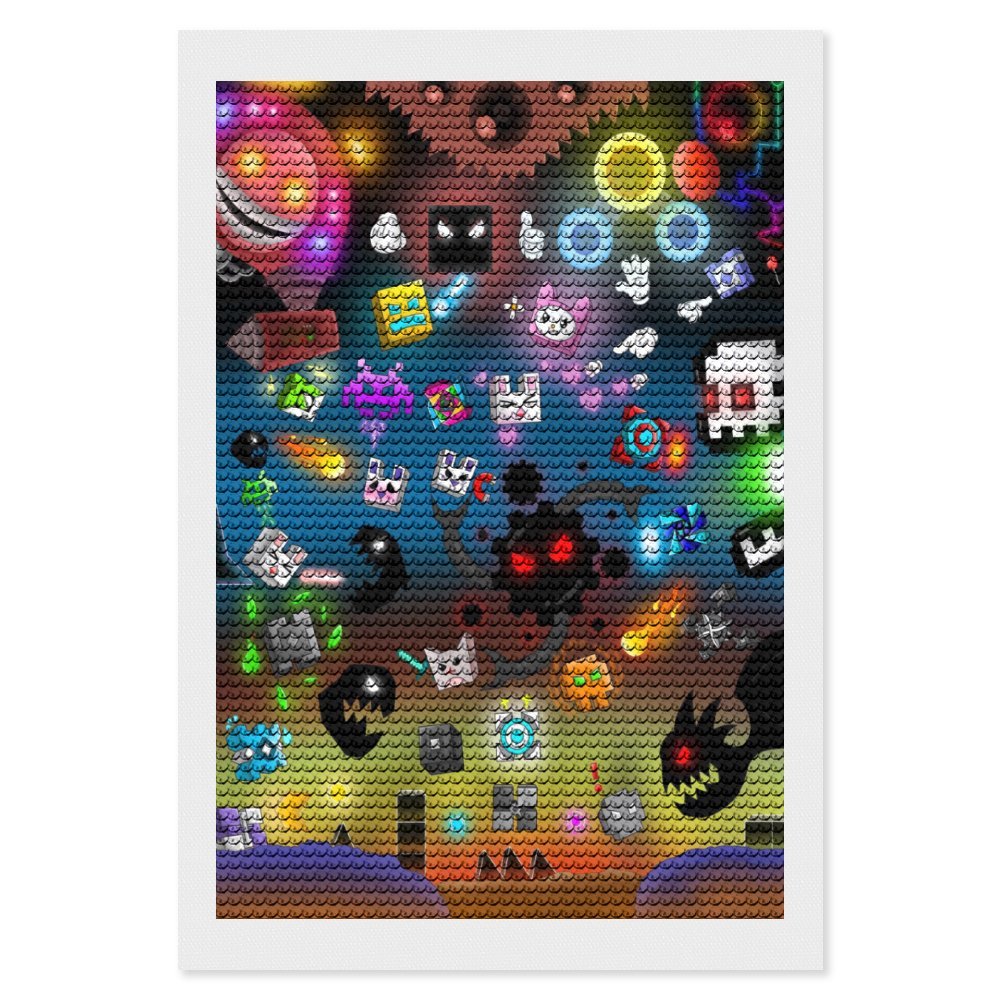 Geometry Dash Diamond Art Kits for Adults Kids,DIY 11D Round Full Drill ...