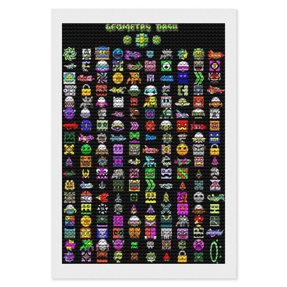 Geometry Dash Diamond Art Kits for Adults Kids,DIY 18D Round Full Drill ...