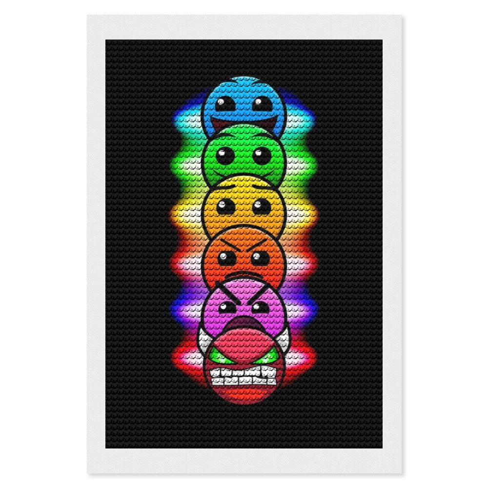 Geometry Dash Diamond Art Kits for Adults Kids,DIY 21D Round Full Drill ...