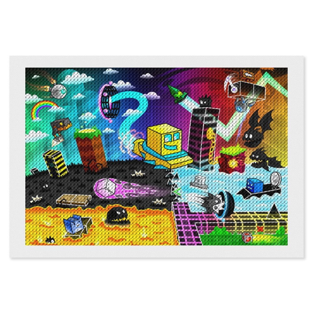 Geometry Dash Diamond Art Kits for Adults Kids,DIY 22D Round Full Drill ...