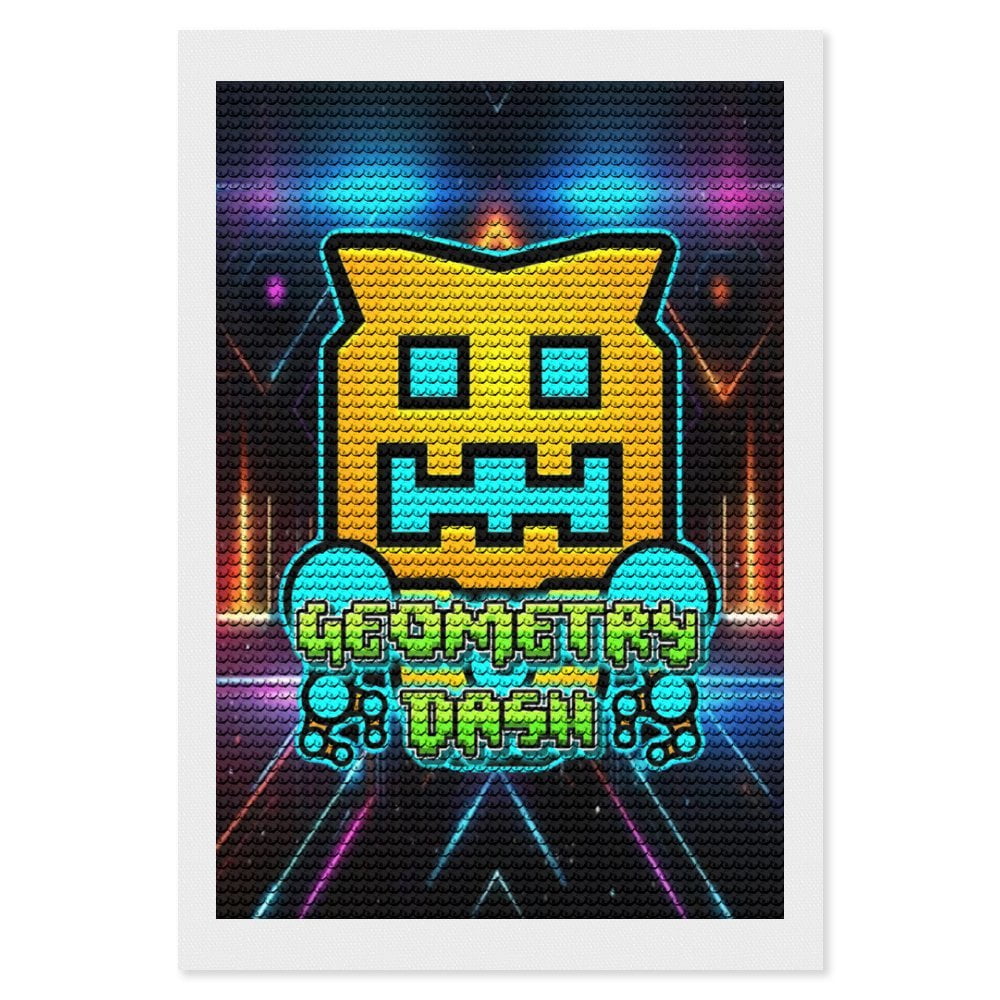 Geometry Dash Diamond Art Kits for Adults Kids,DIY 26D Round Full Drill ...
