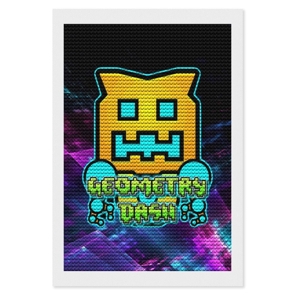 Geometry Dash Diamond Art Kits for Adults Kids,DIY 29D Round Full Drill ...