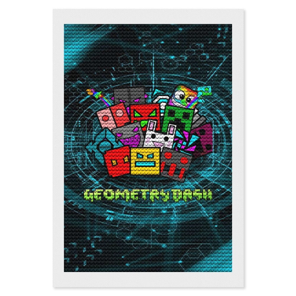 Geometry Dash Diamond Art Kits for Adults Kids,DIY 38D Round Full Drill ...