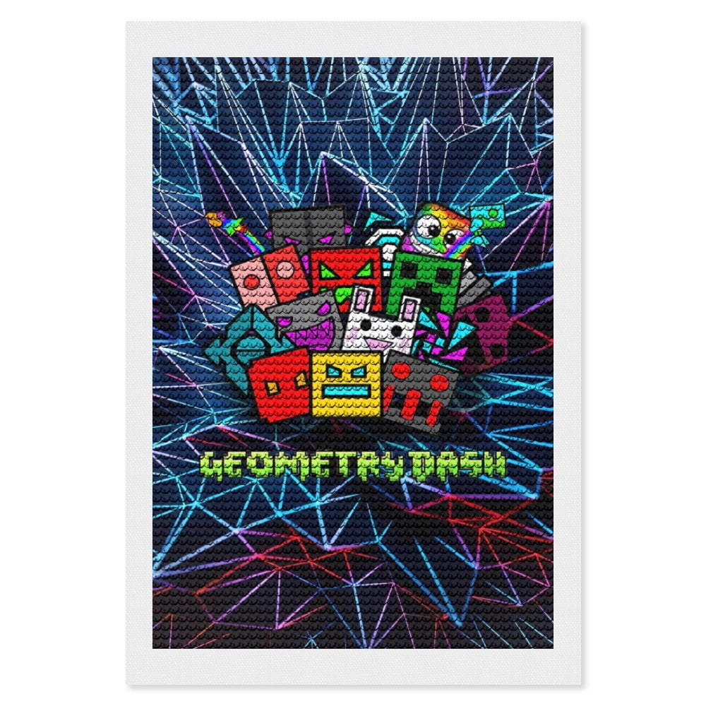 Geometry Dash Diamond Art Kits for Adults Kids,DIY 41D Round Full Drill ...