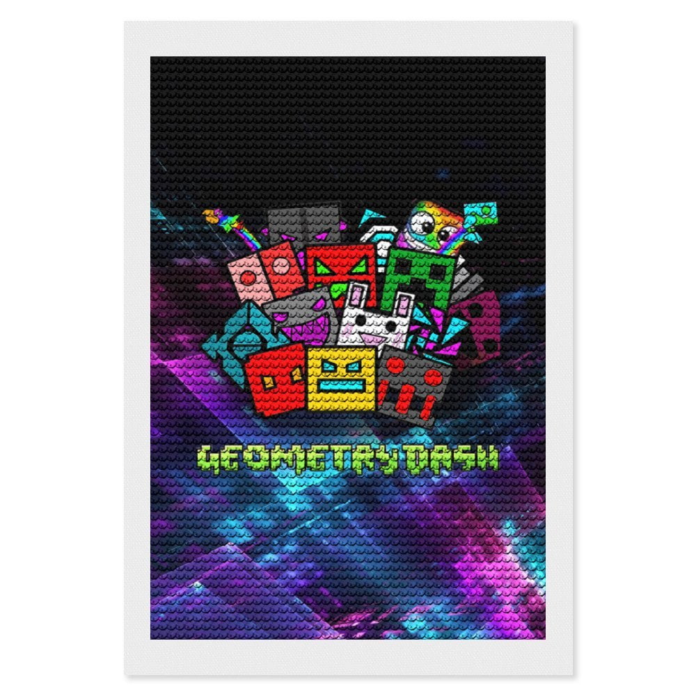 Geometry Dash Diamond Art Kits for Adults Kids,DIY 42D Round Full Drill ...