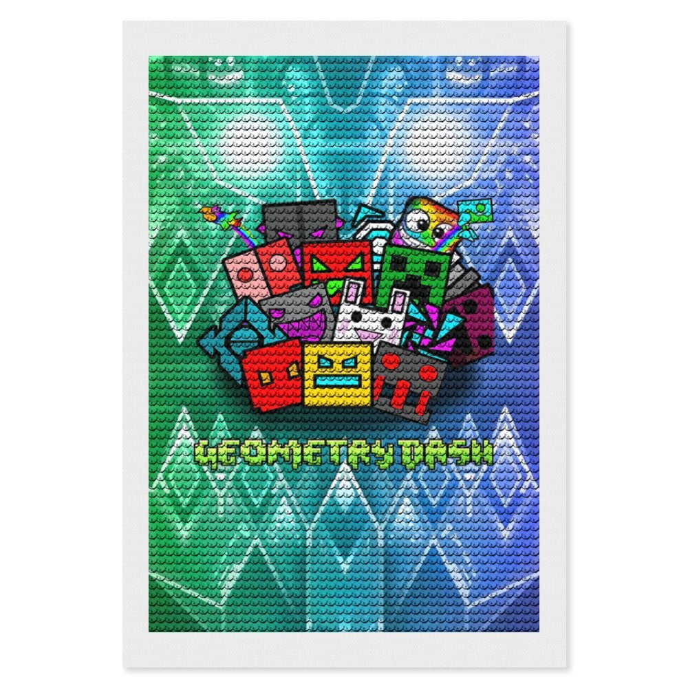 Geometry Dash Diamond Art Kits for Adults Kids,DIY 43D Round Full Drill ...