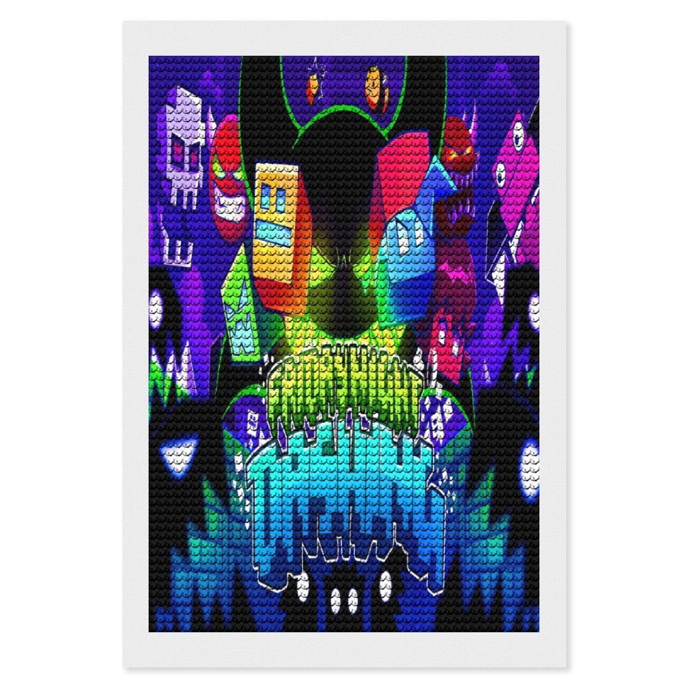 Geometry Dash Diamond Art Kits for Adults Kids,DIY 47D Round Full Drill ...