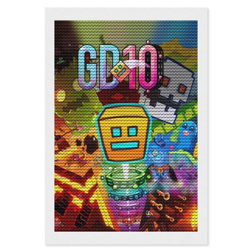 Geometry Dash Diamond Art Kits for Adults Kids,DIY 52D Round Full Drill ...