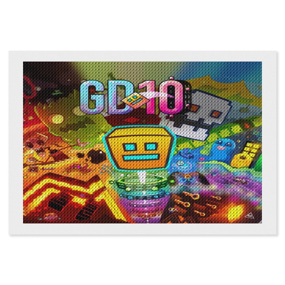 Geometry Dash Diamond Art Kits for Adults Kids,DIY 53D Round Full Drill ...