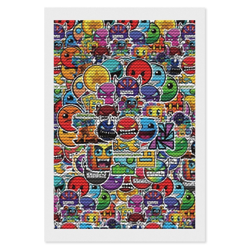 Geometry Dash Diamond Art Kits for Adults Kids,DIY 7D Round Full Drill ...