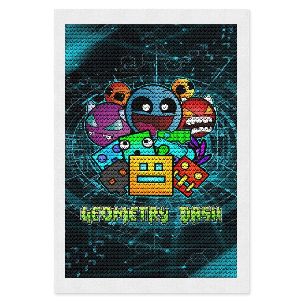 Geometry Dash Diamond Art Kits for Adults Kids,DIY 31D Round Full Drill ...