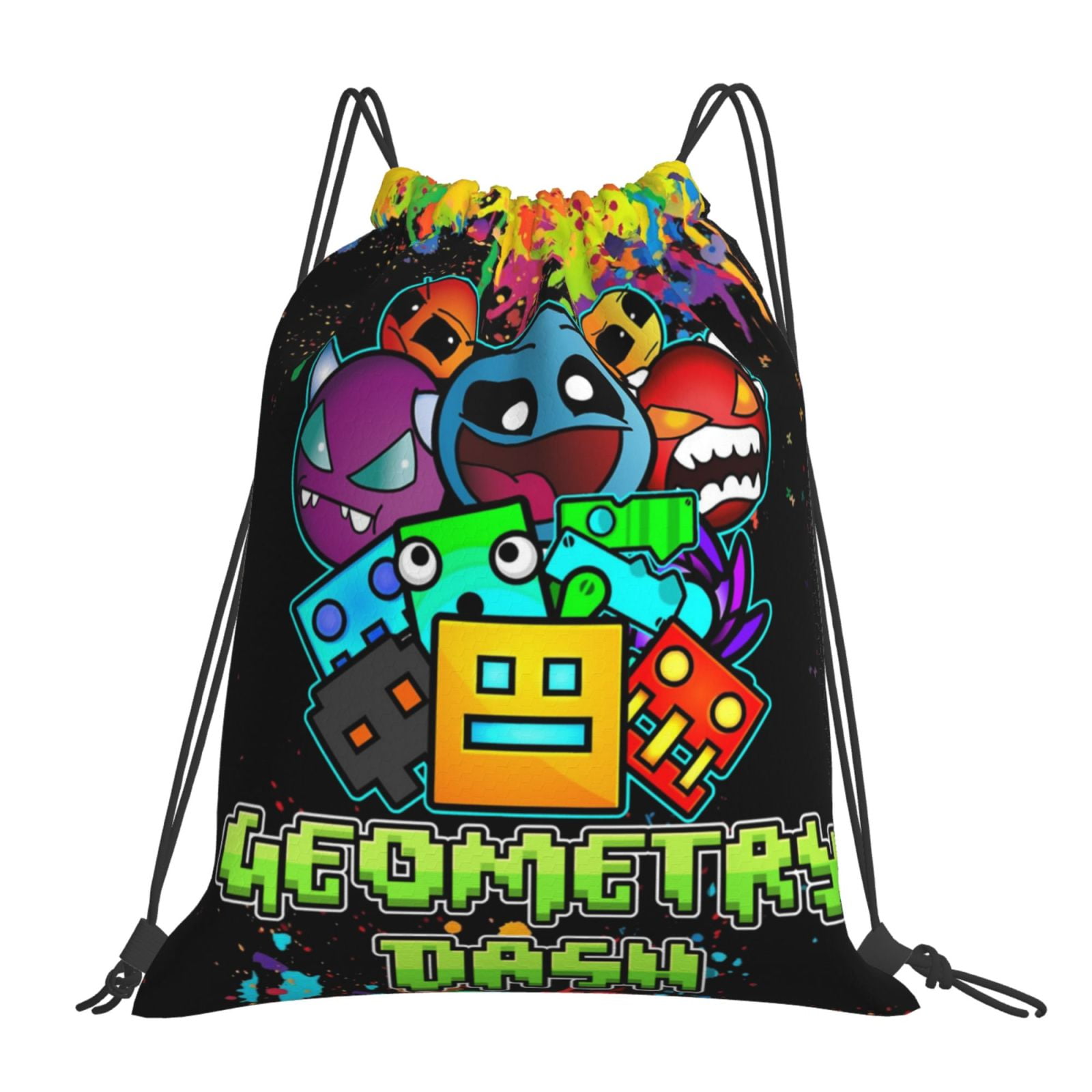 Geometry Dash Drawstring Backpack Sport Gym Bag For Yoga Swimming ...