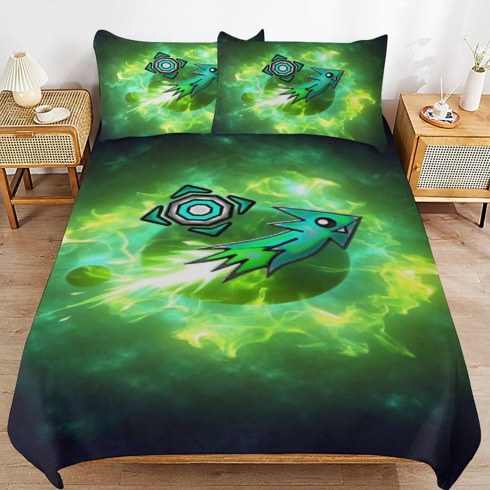 Geometry Dash Duvet Cover 3 Piece Bedding Set,Teen Comforter Cover Set ...