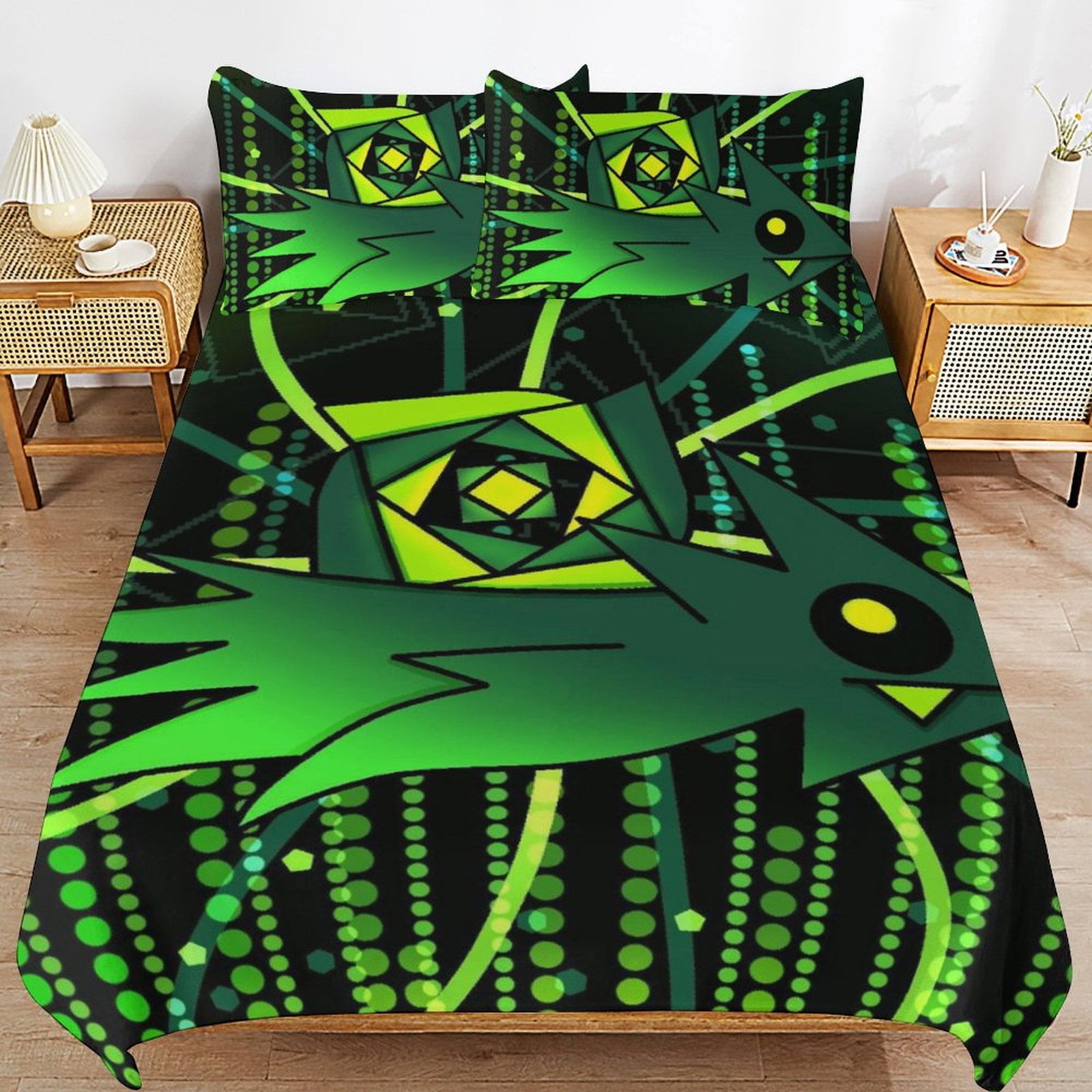 Geometry Dash Duvet Cover 3 Piece Bedding Set,Teen Comforter Cover Set ...