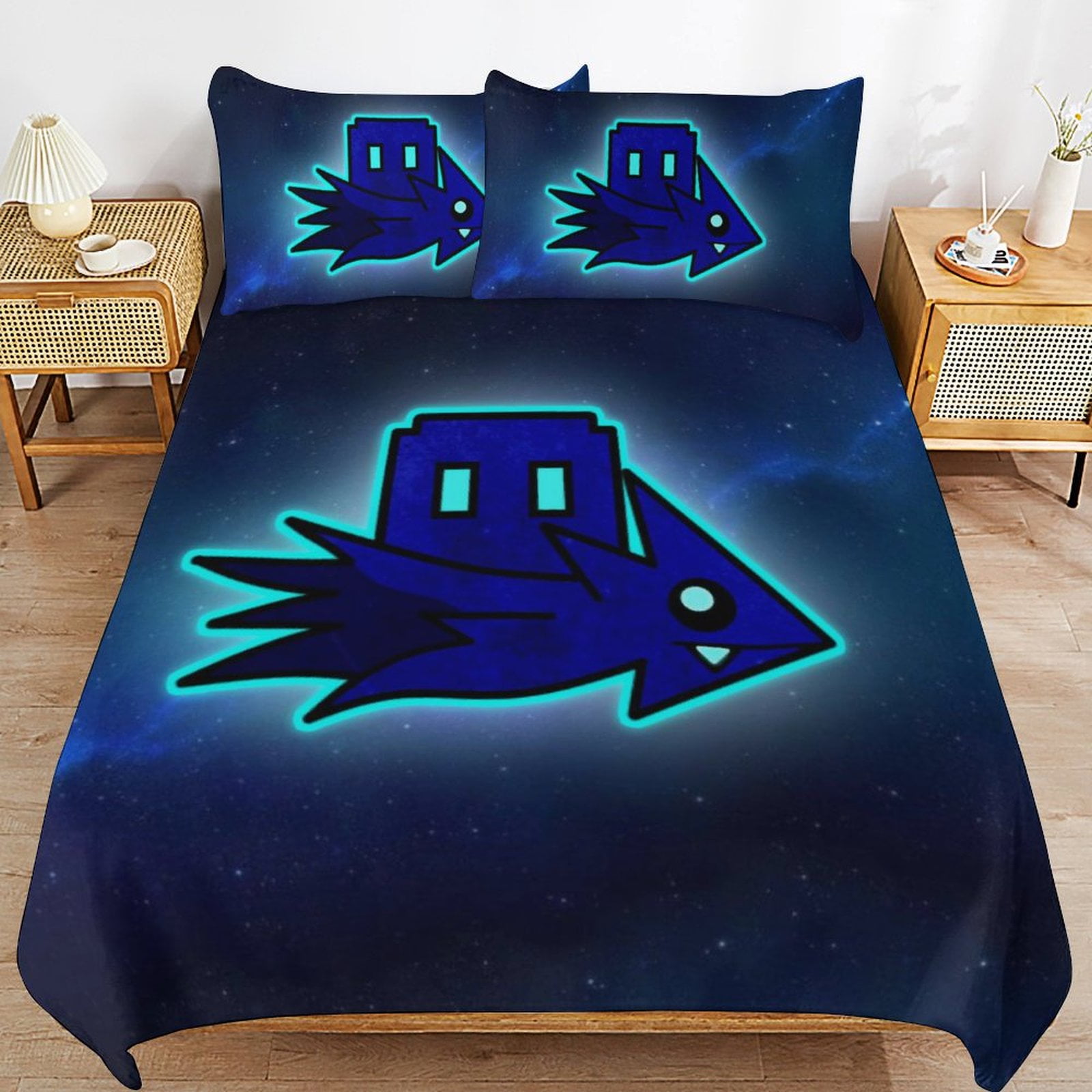 Geometry Dash Duvet Cover 3 Piece Bedding Set,Teen Comforter Cover Set ...