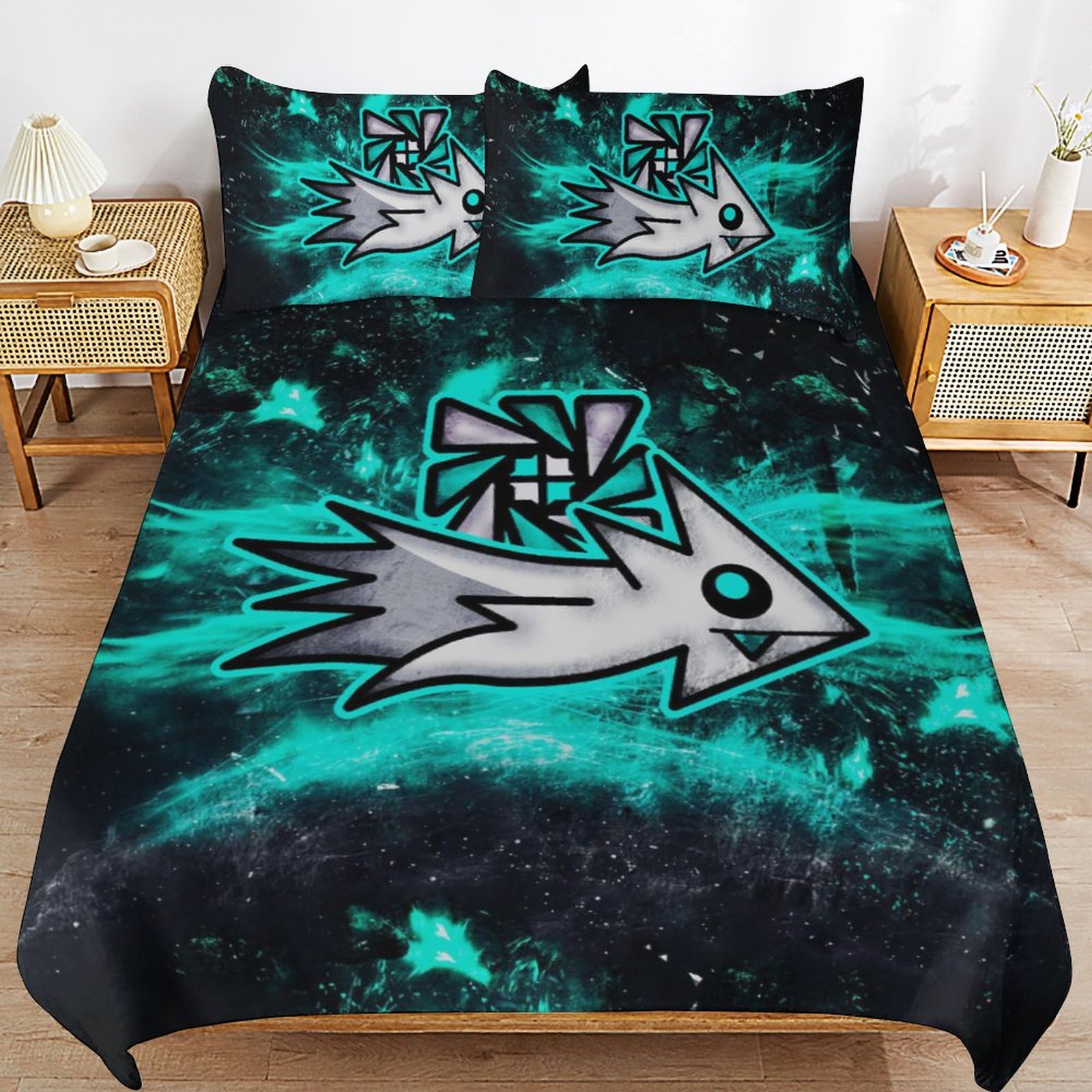 Geometry Dash Duvet Cover 3 Piece Bedding Set,Teen Comforter Cover Set ...