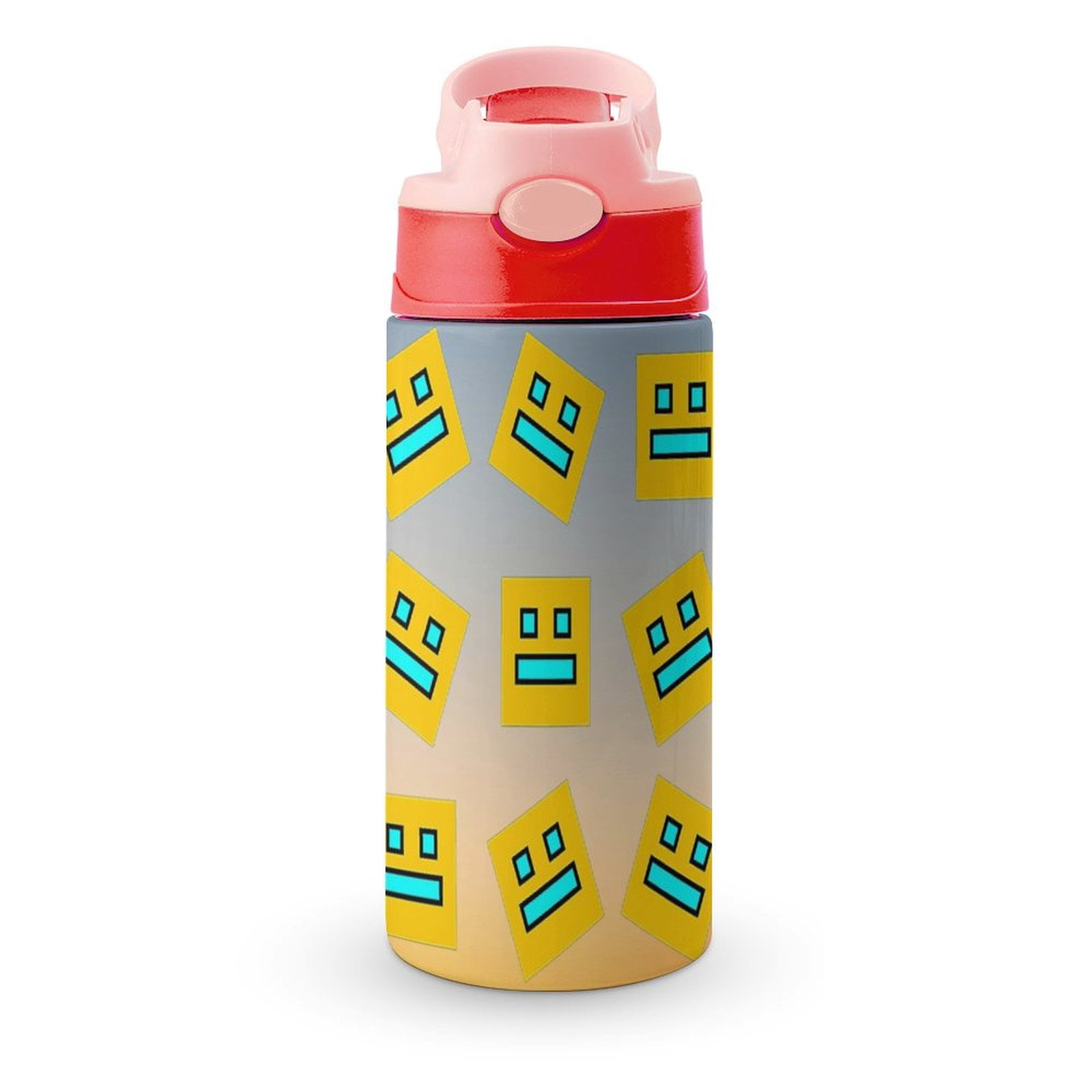 Geometry Dash Face Kid's Insulated Water Bottle With Straw Vacuum ...