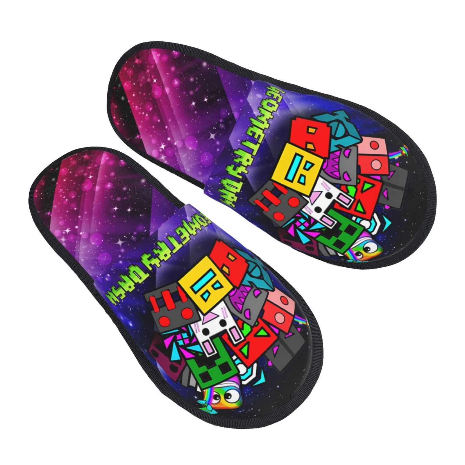Geometry Dash Furry Slippers For Men Women Fuzzy House Slippers Winter ...