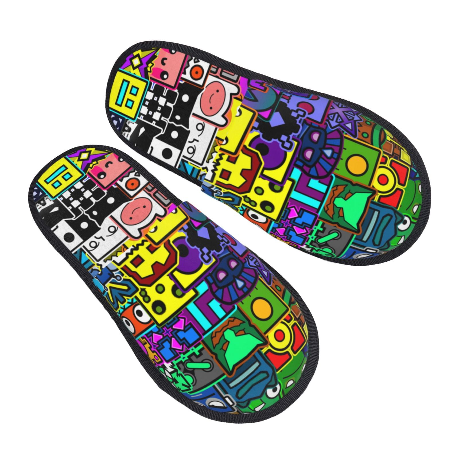 Geometry Dash Furry Slippers For Men Women Fuzzy House Slippers Winter ...