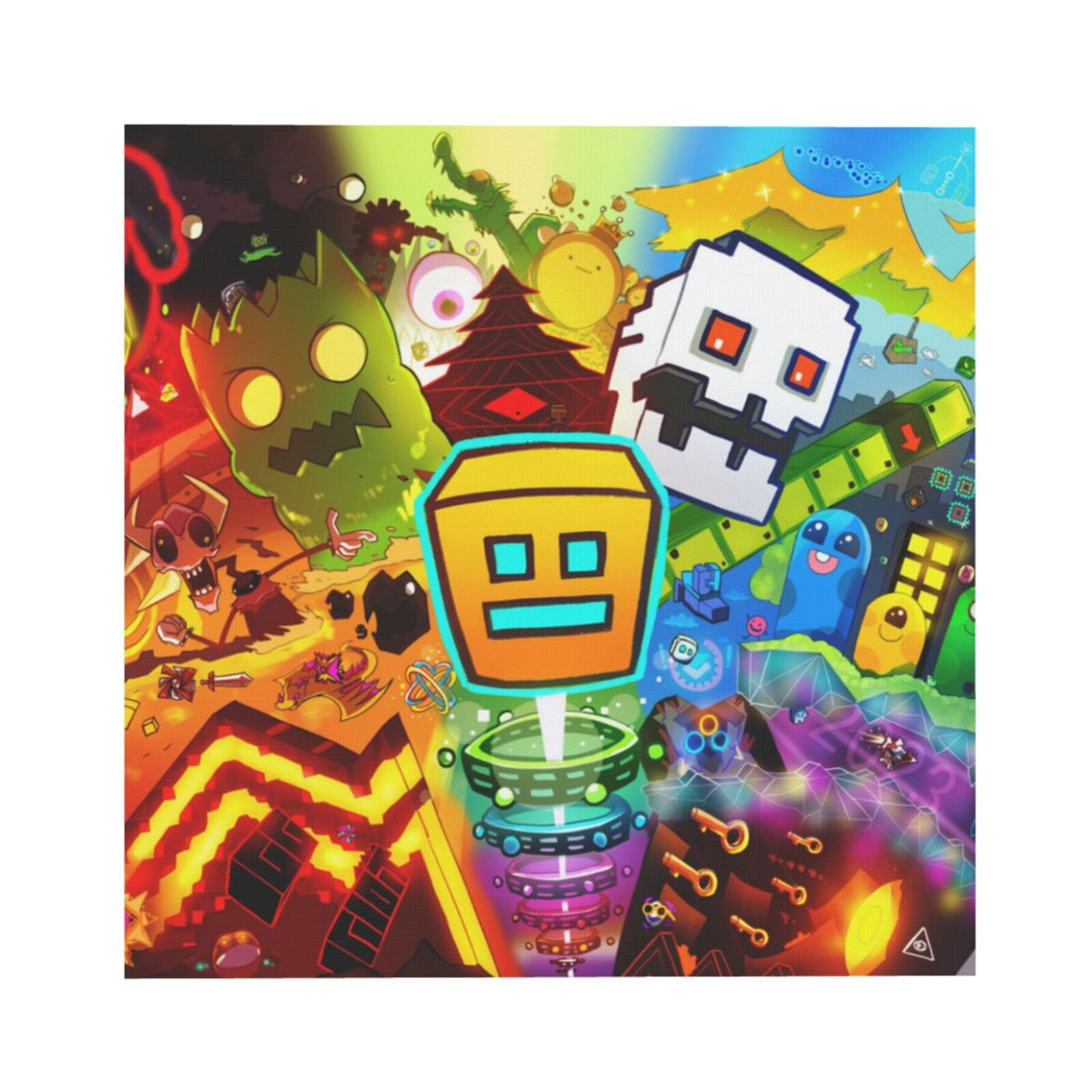 Geometry Dash Game Canvas Decorative Poster Square Unframe Wall Poster ...