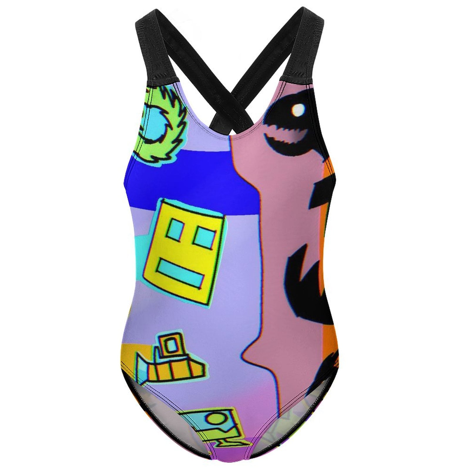Geometry Dash Game Children's One-piece Swimsuit Summer Girl's Swimming ...
