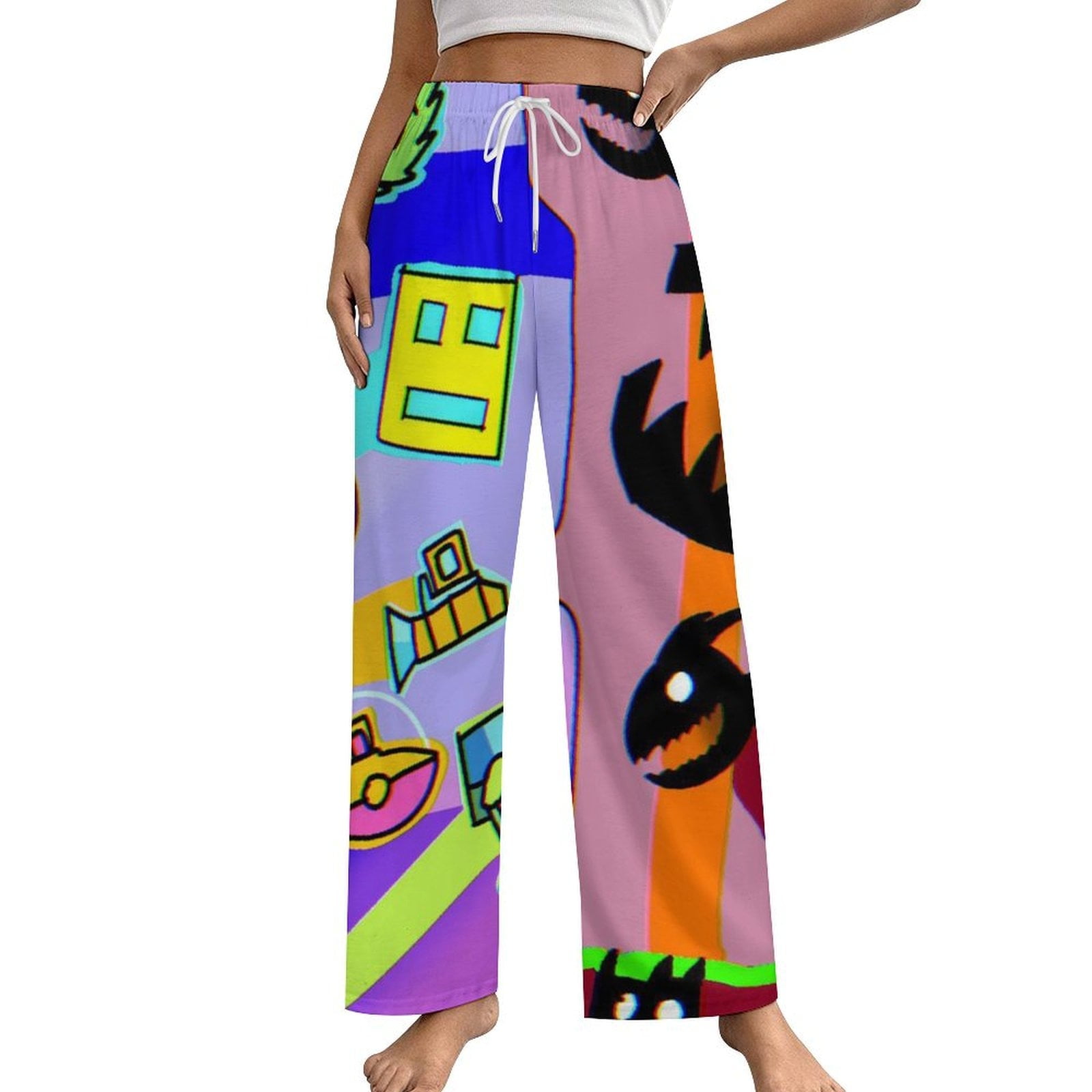 Geometry Dash Game Home Pajama Pants For Womens Comfortable Soft Lounge ...