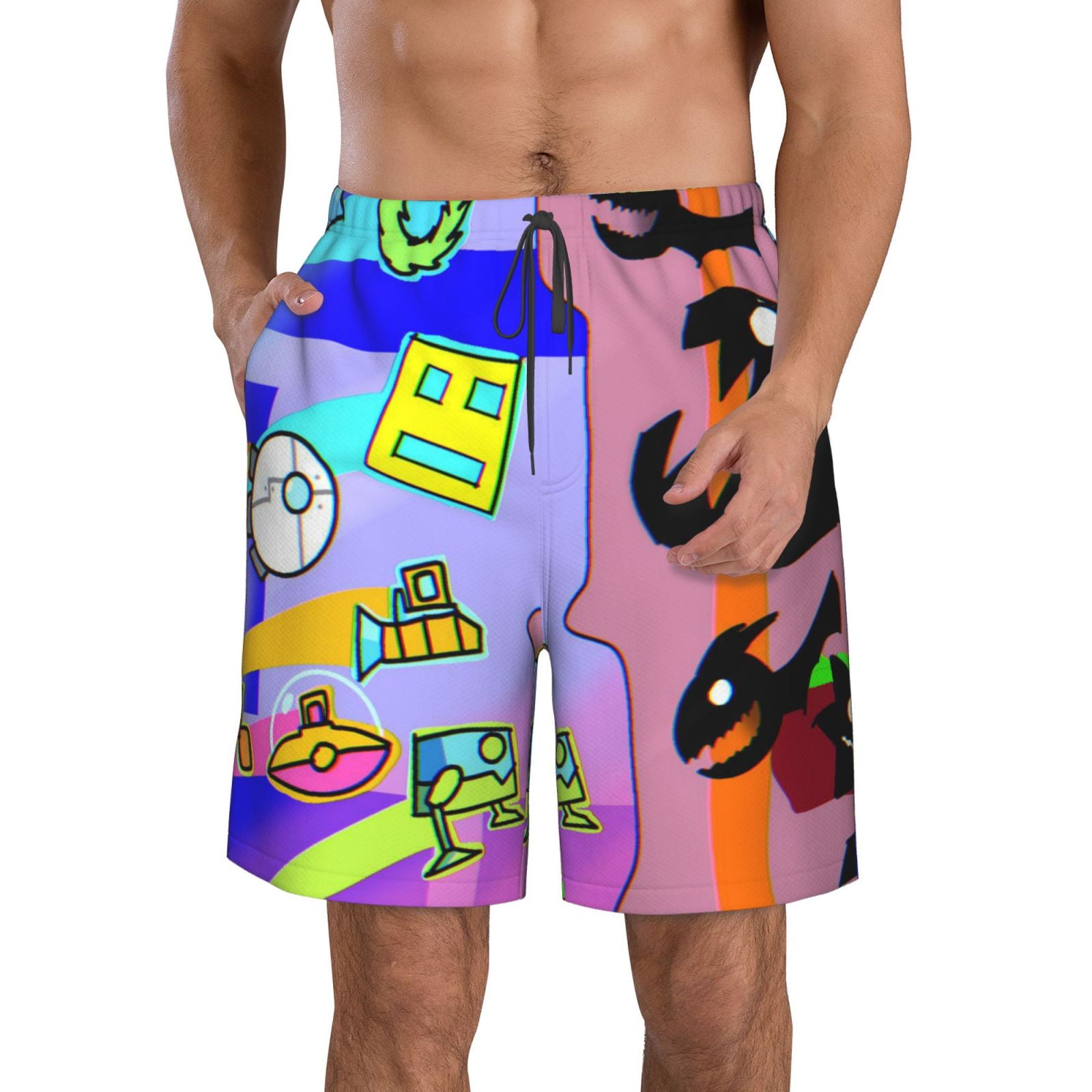 Geometry Dash Game Men's Board Shorts Swim Trunks Casual Quick Dry ...