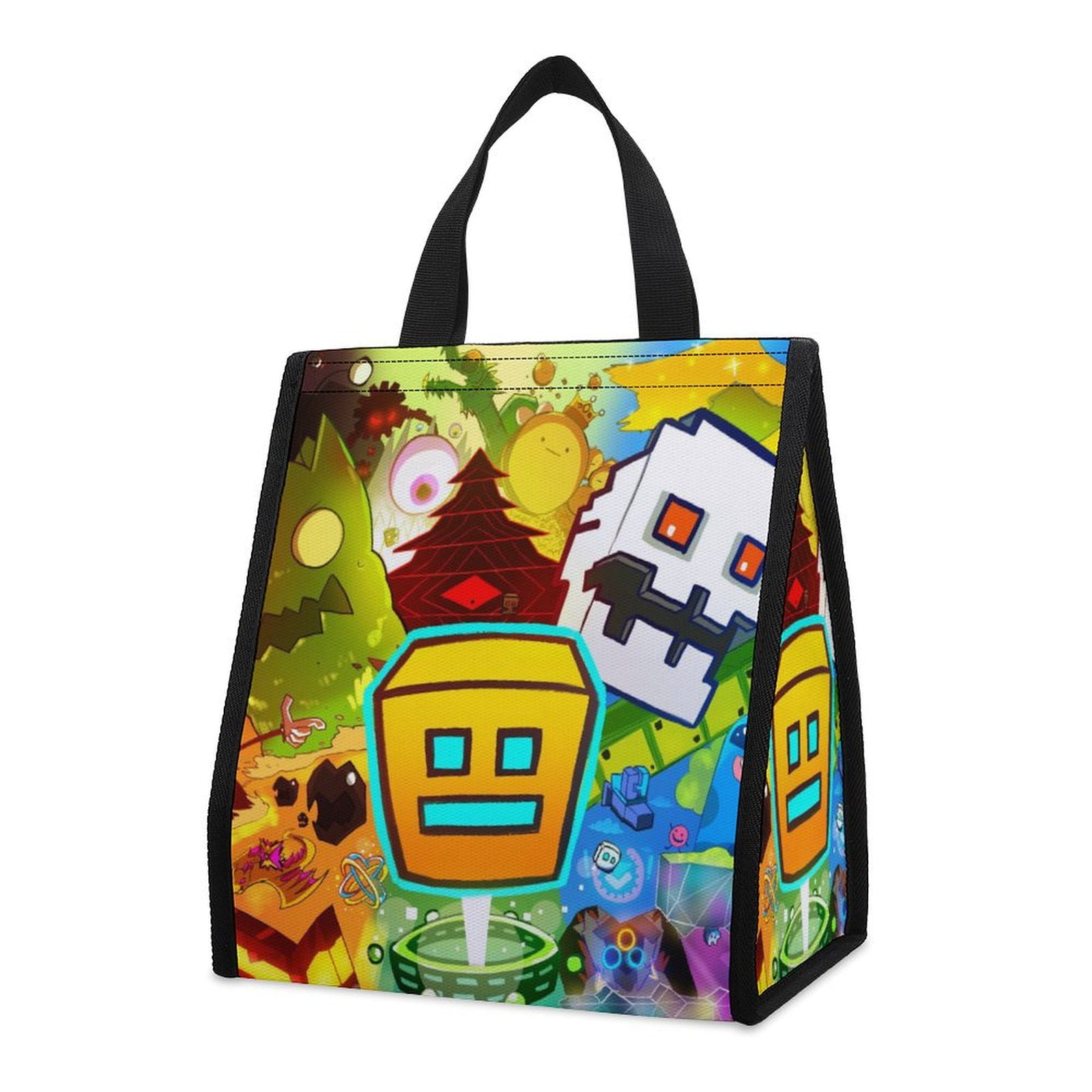 Geometry Dash Game Portable Lunch Bag Folding Insulated Lunchbag Lunch ...
