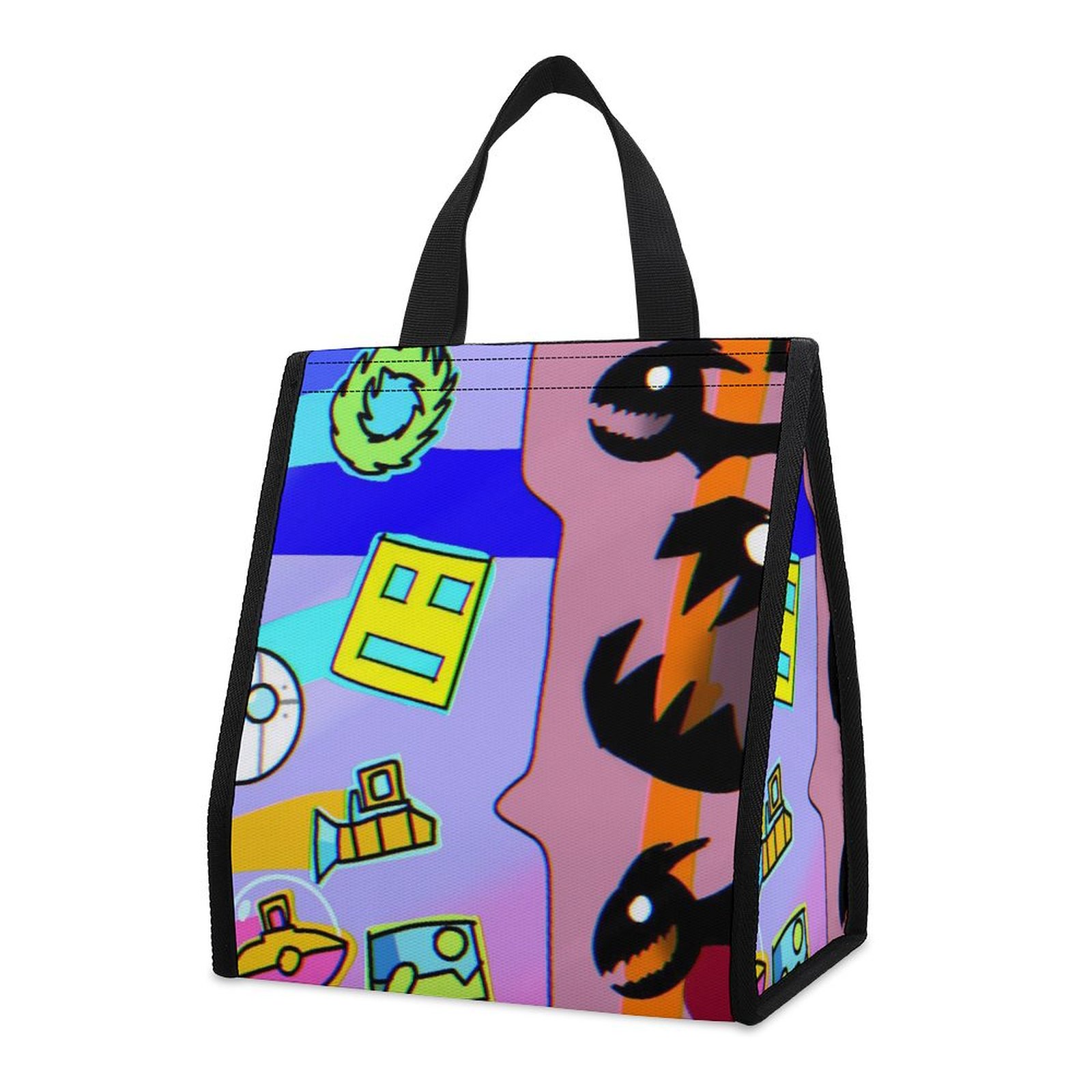 Geometry Dash Game Portable Lunch Bag Folding Insulated Lunchbag Lunch ...