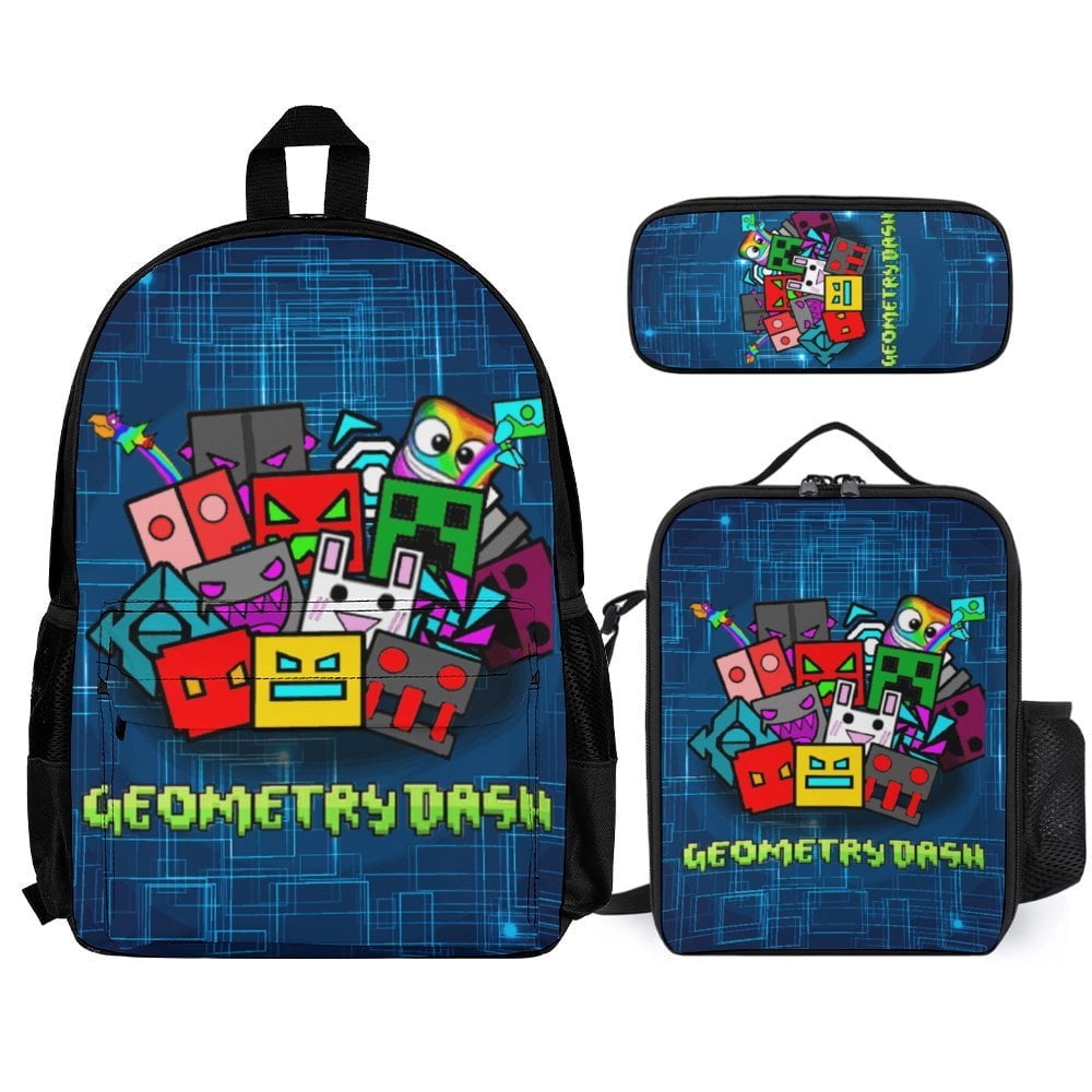 Geometry Dash Geometry Dash Backpacks 3 Piece Set Bookbag with Lunch ...