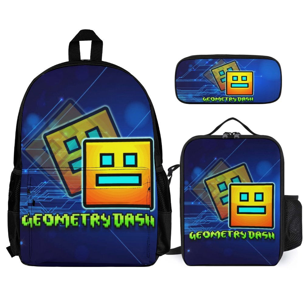 Geometry Dash Geometry Dash Backpacks 3 Piece Set Kids Bookbag School ...