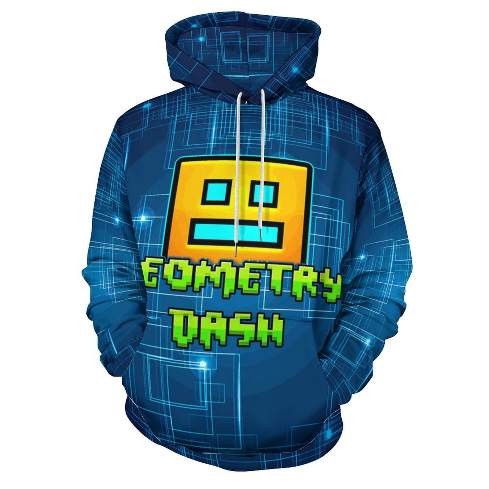 Geometry Dash Geometry Dash Hoodie 3D Print Pullover Hooded Long Sleeve ...