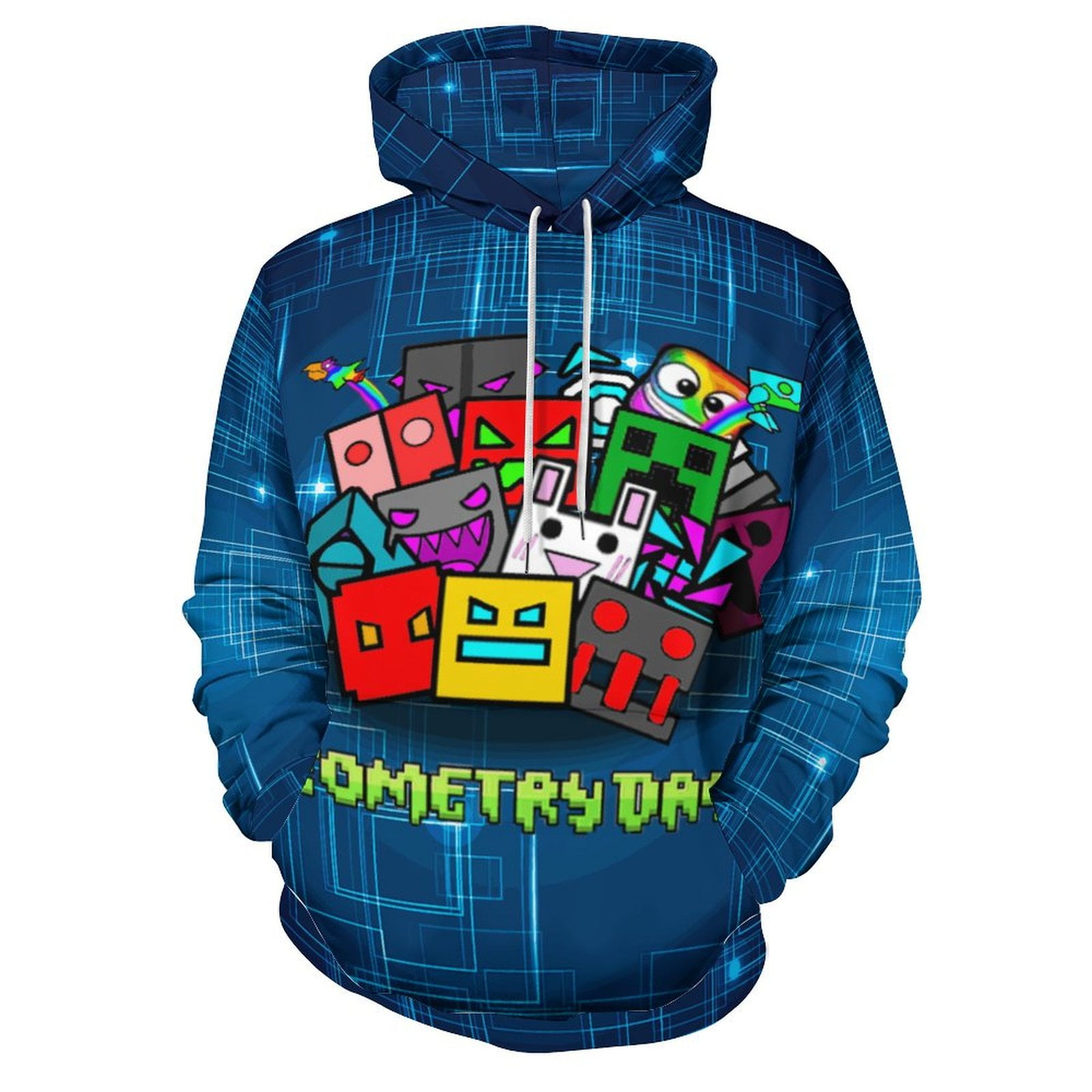 Geometry Dash Geometry Dash Hoodie 3D Print Pullover Hooded Long Sleeve ...