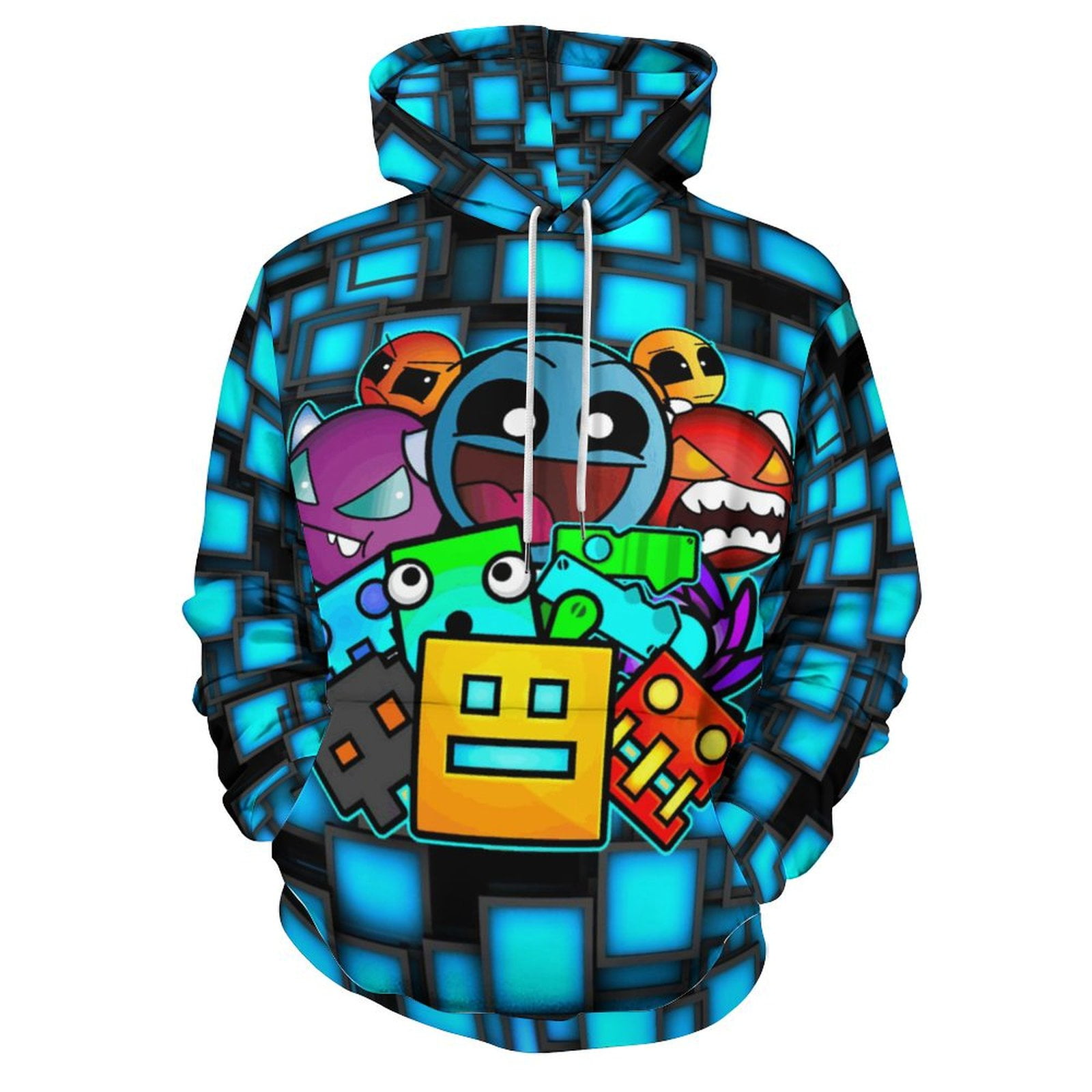 Geometry Dash Geometry Dash Hoodie 3D Print Pullover Hooded Long Sleeve ...