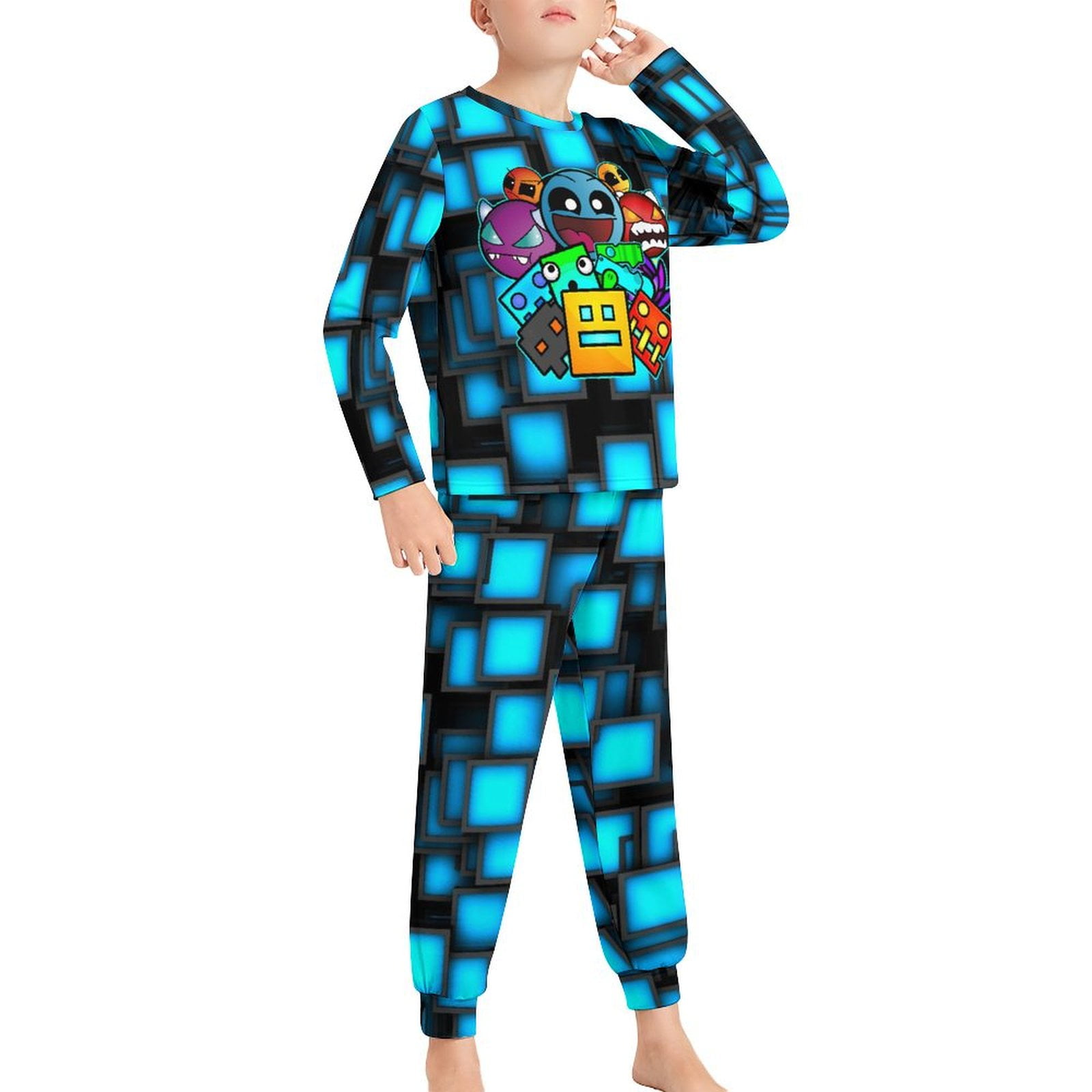 Geometry Dash Geometry Dash Little Big Bo-ys Gi-rls Pajamas Set Long ...