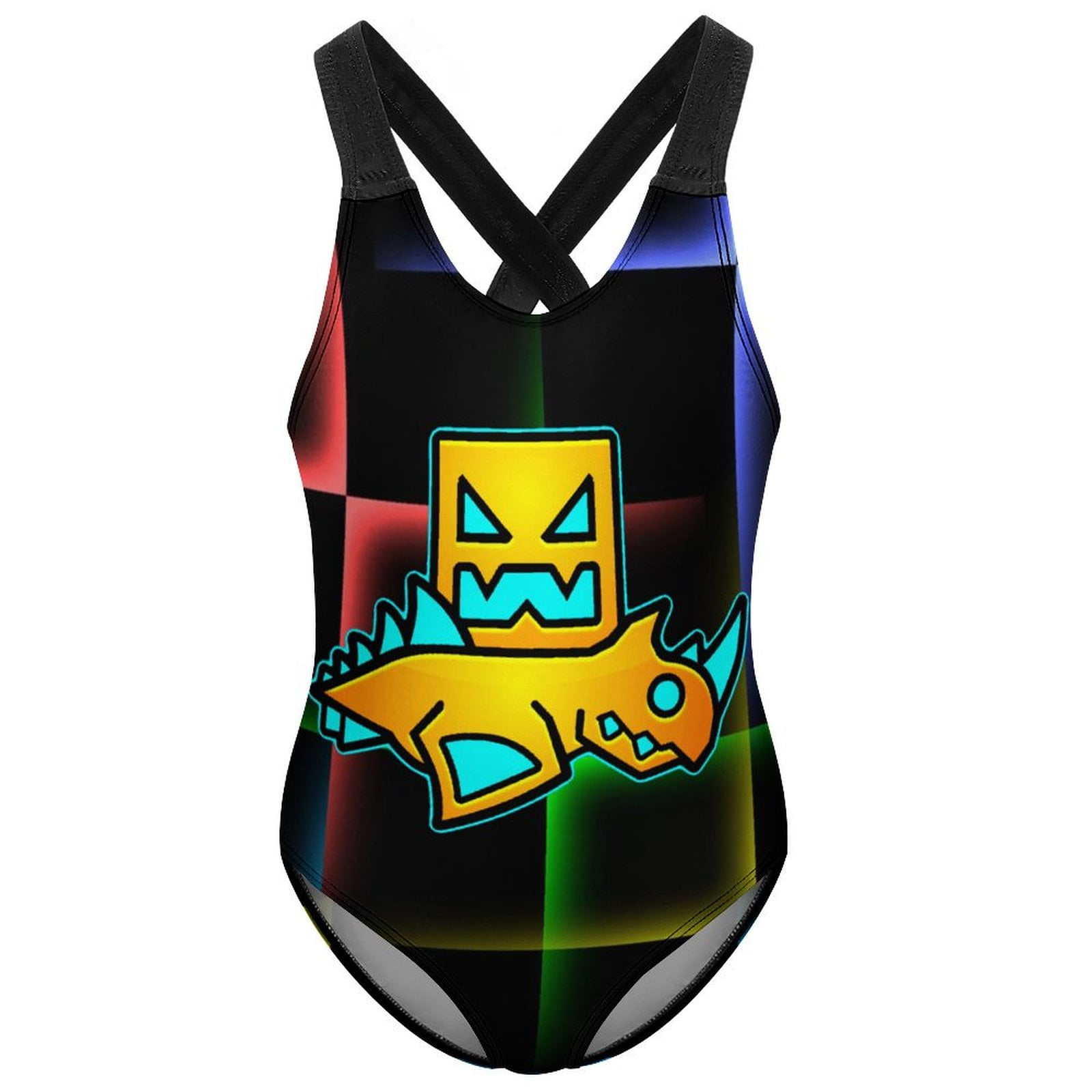 Geometry Dash Girls One-piece Swimsuit Beach Pool Kids Swimwear Bathing ...