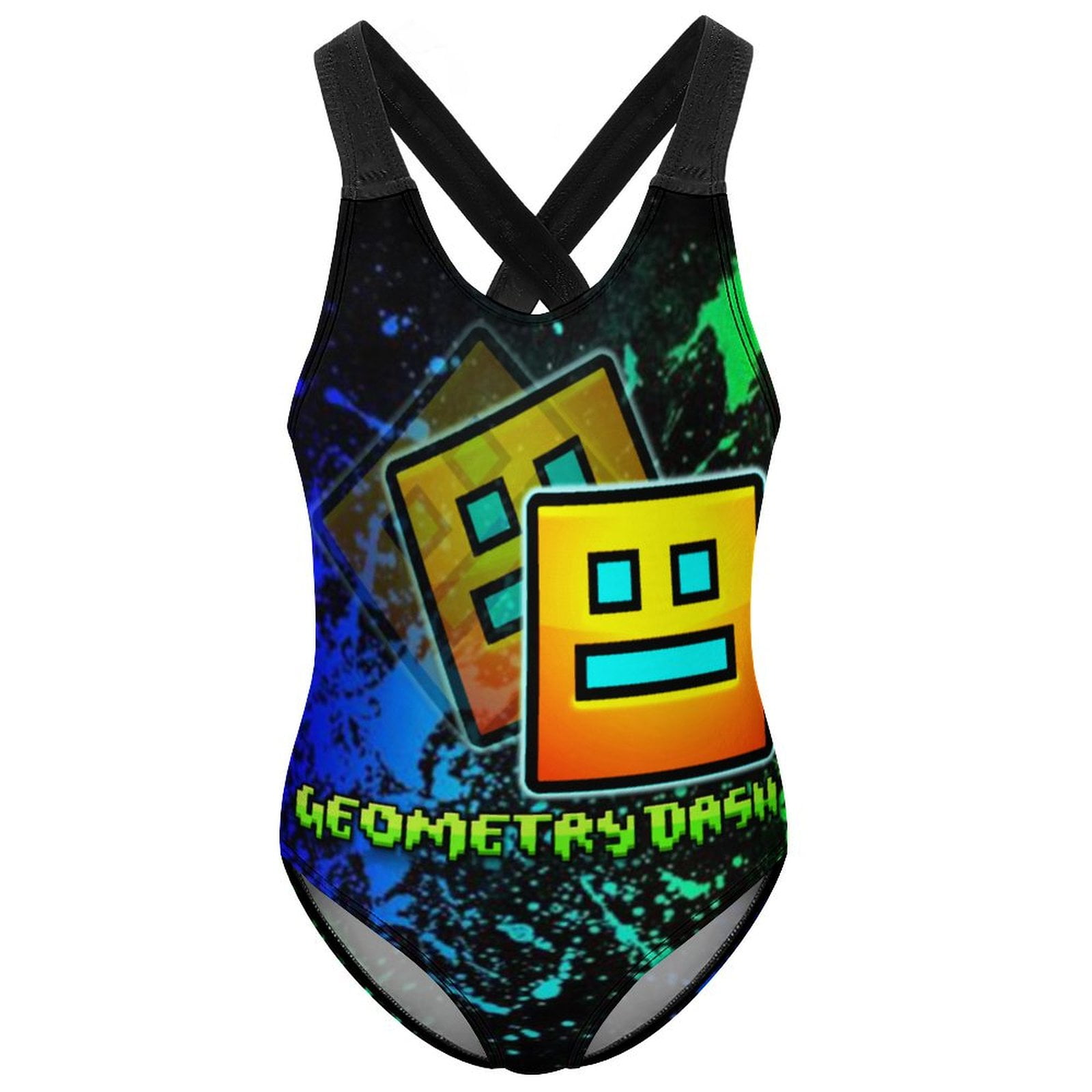 Geometry Dash Girls One-piece Swimsuit Beach Pool Kids Swimwear Bathing ...