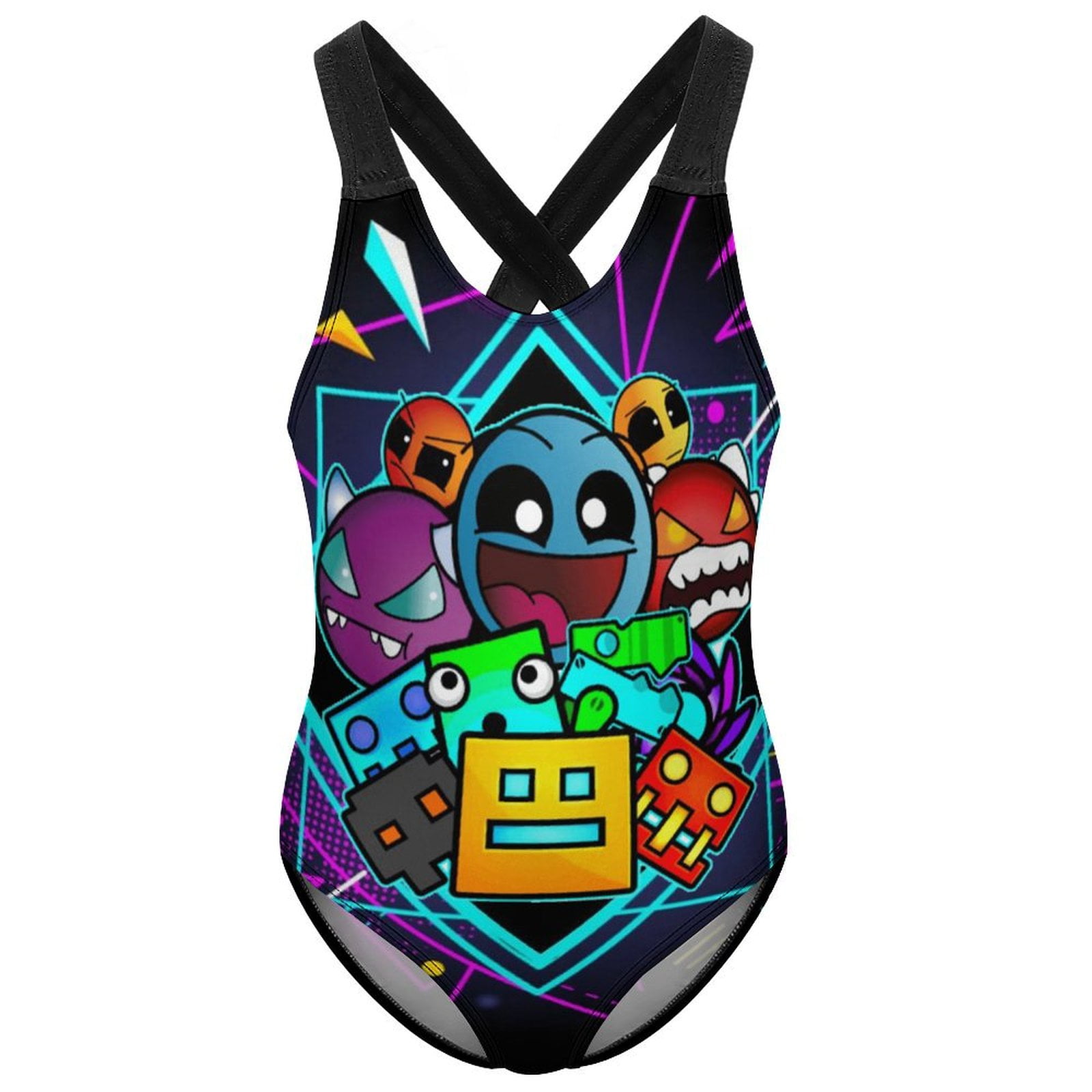 Geometry Dash Girls One-piece Swimsuit Beach Pool Kids Swimwear Bathing ...
