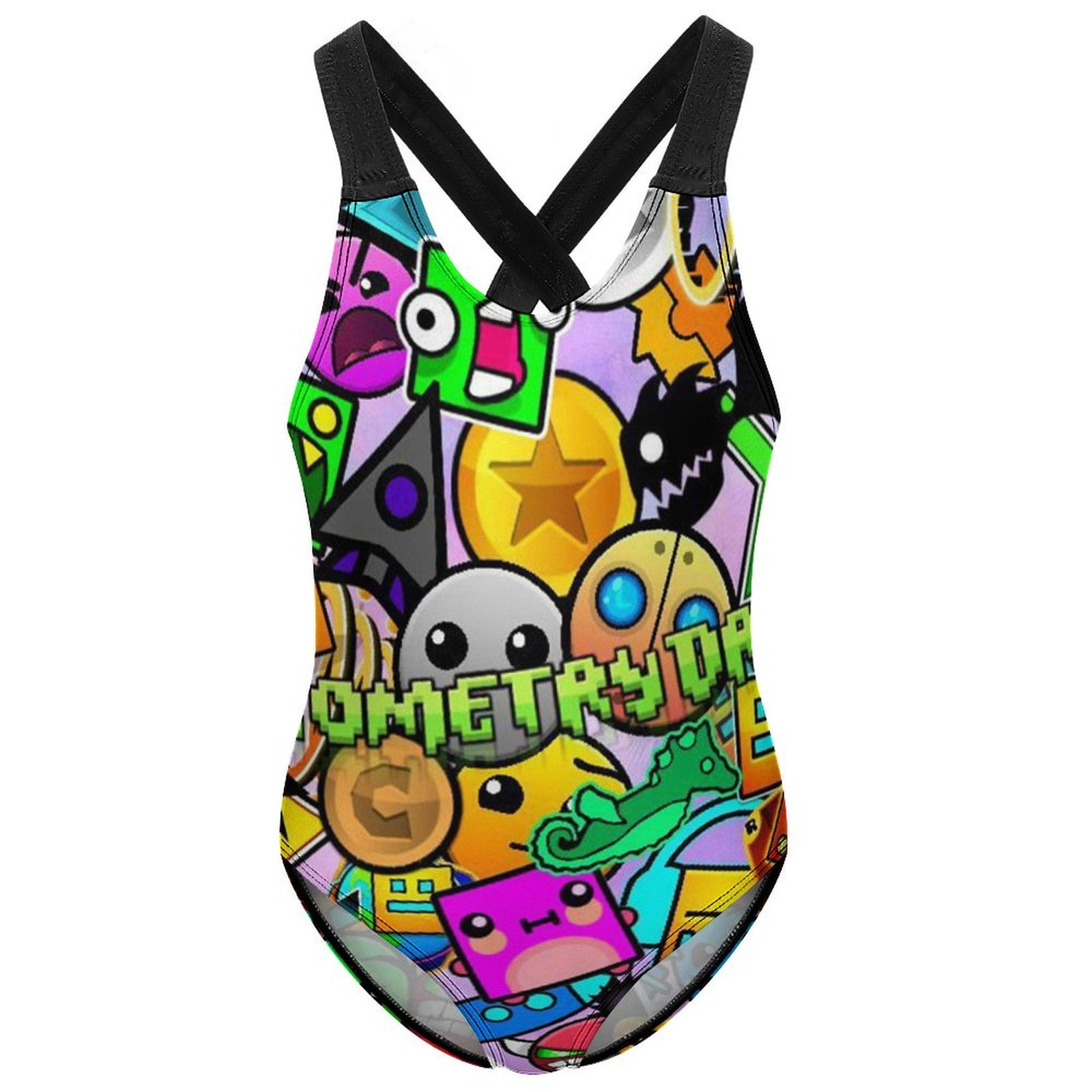 Geometry Dash Girls One-piece Swimsuit Beach Pool Kids Swimwear Bathing ...