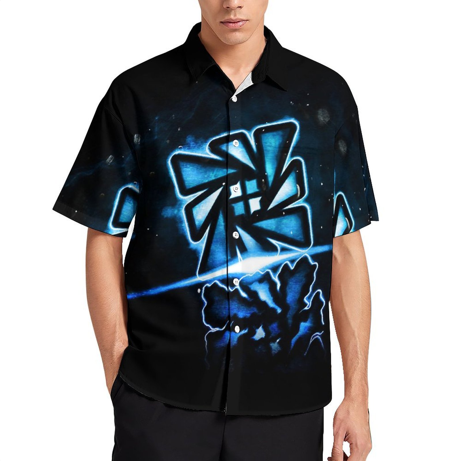 Geometry Dash Hawaiian Shirts for Men Fashion Button Down Short Sleeve ...