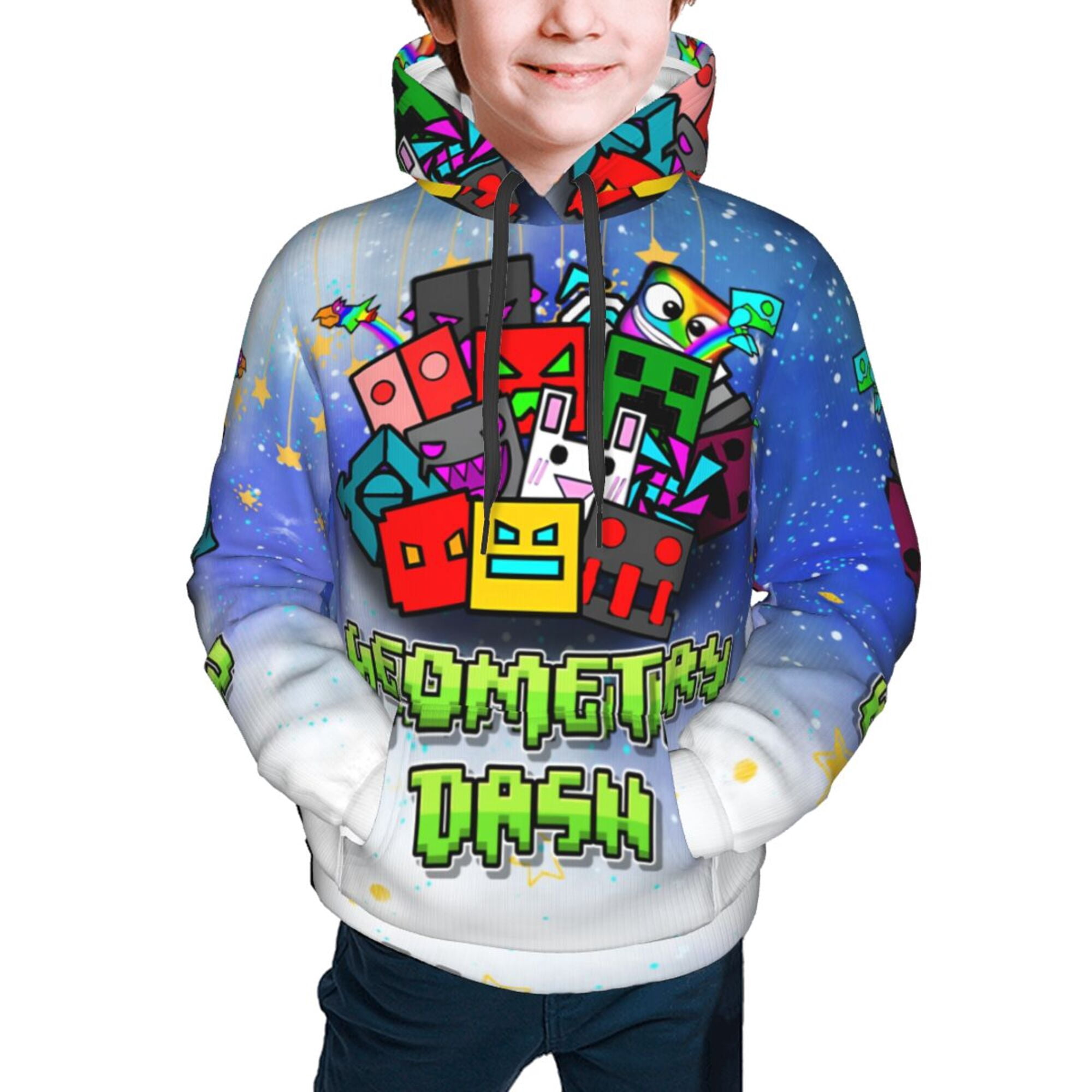 Geometry Dash Hoodies Pullover For Boys Girls 3d Printed Hooded ...