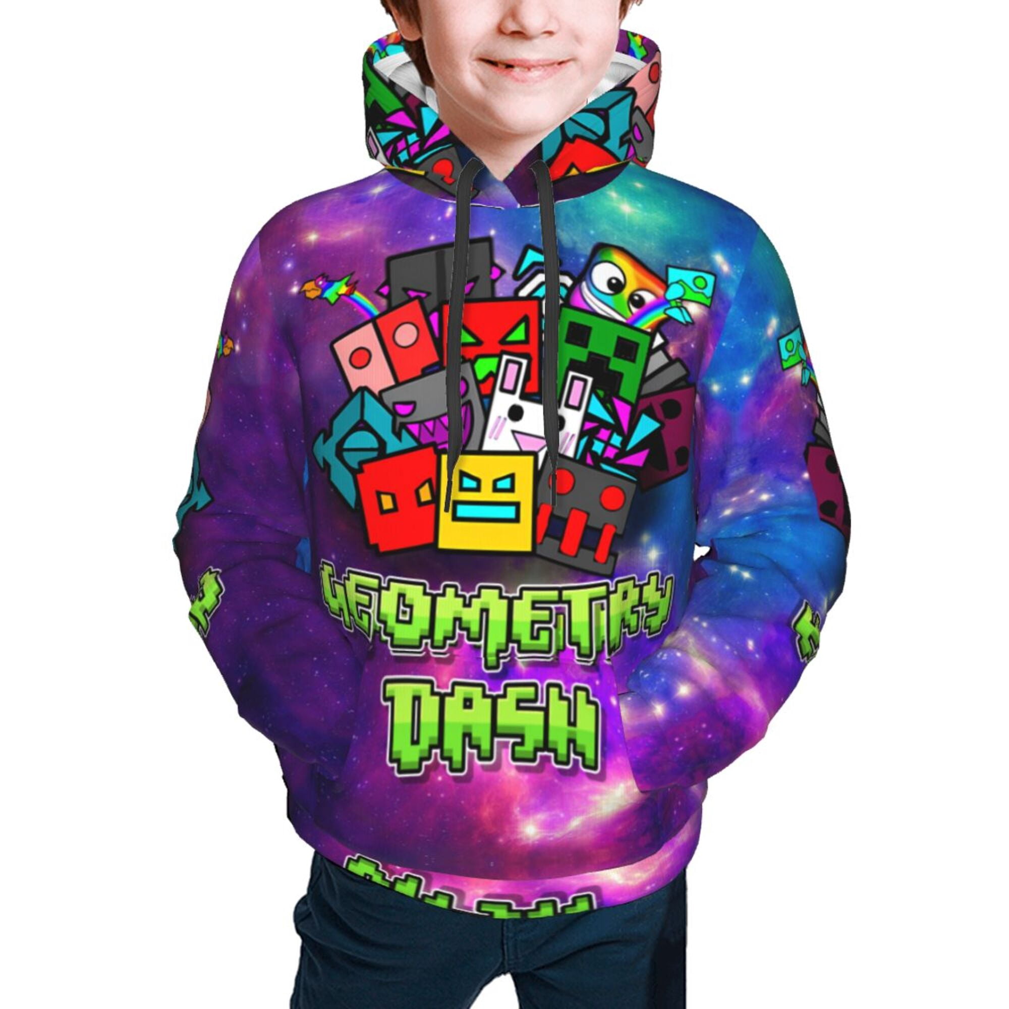 Geometry Dash Hoodies Pullover For Boys Girls 3d Printed Hooded ...